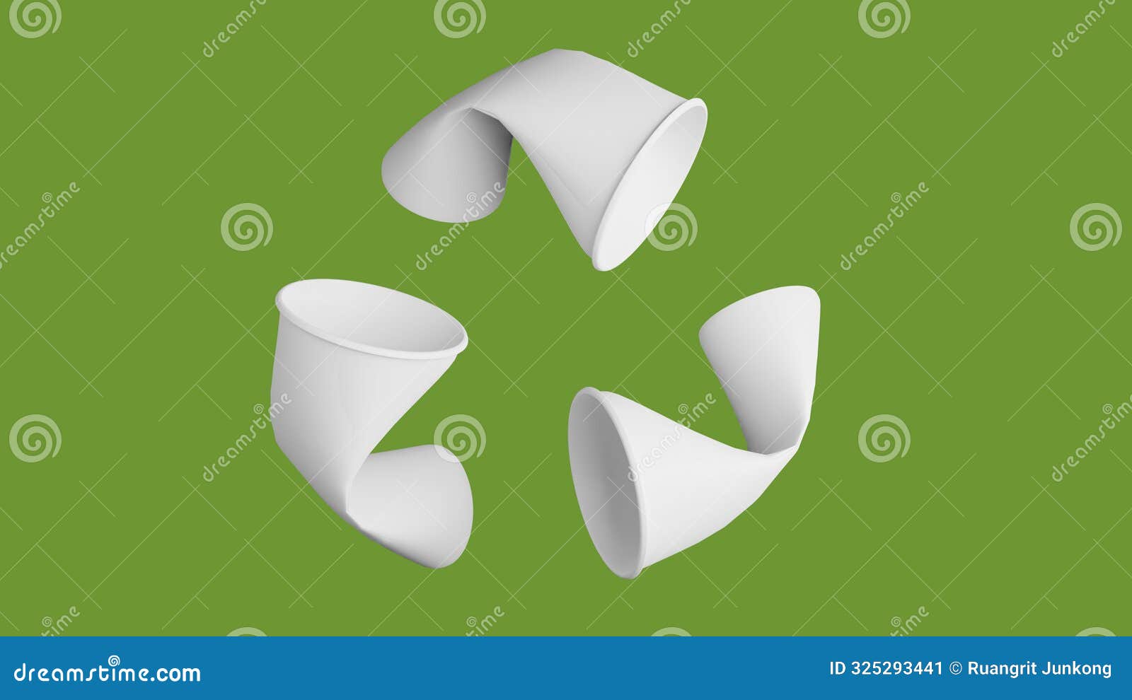 White Paper Cup Form Mobius Loop or Recycling Symbol, Clipping Path, 3d ...