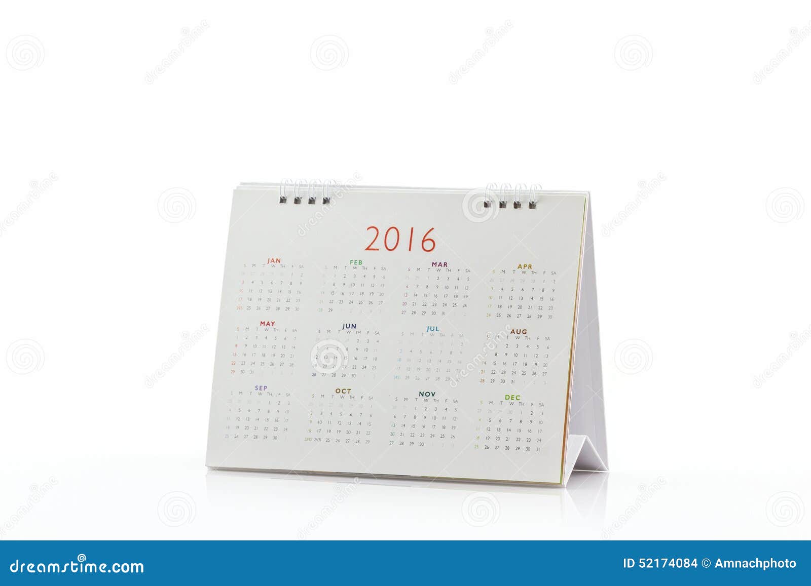 White Paper Desk Spiral Calendar 2016. Stock Photo - Image of page ...