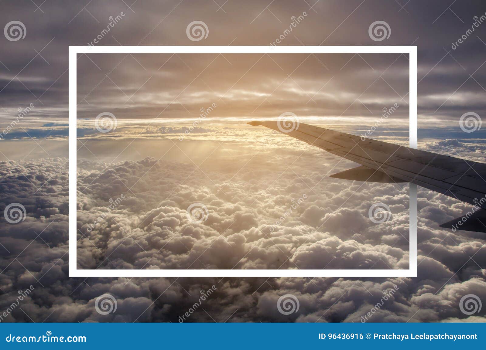 White Paper Frame with Airplane Wing. Stock Photo - Image of blank ...