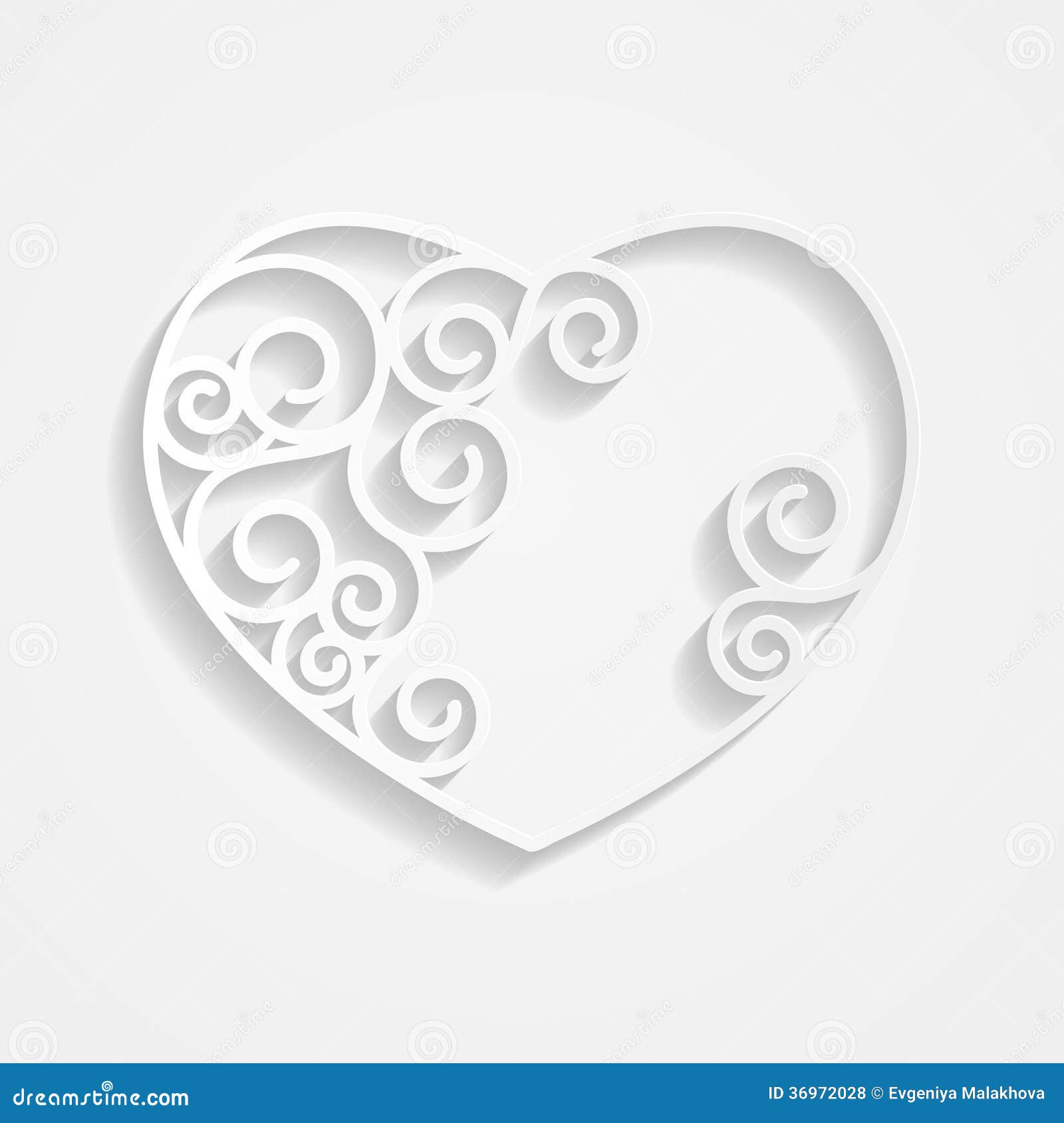 White paper heart on white stock vector. Illustration of vector - 36972028