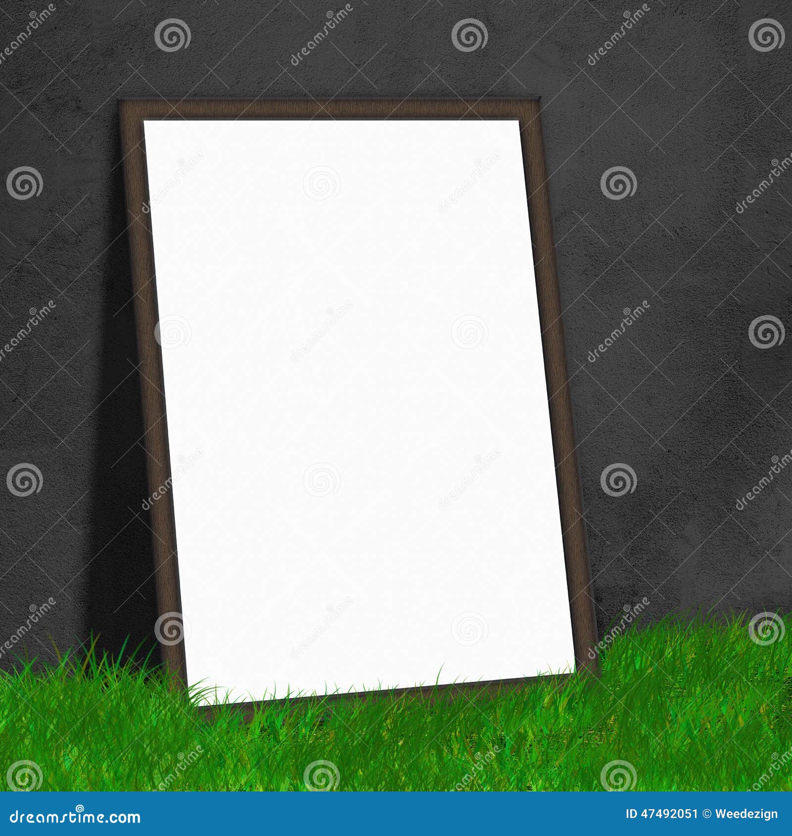 White Paper Lean on Black Wall on the Grass Floor,white Mock Up Stock ...