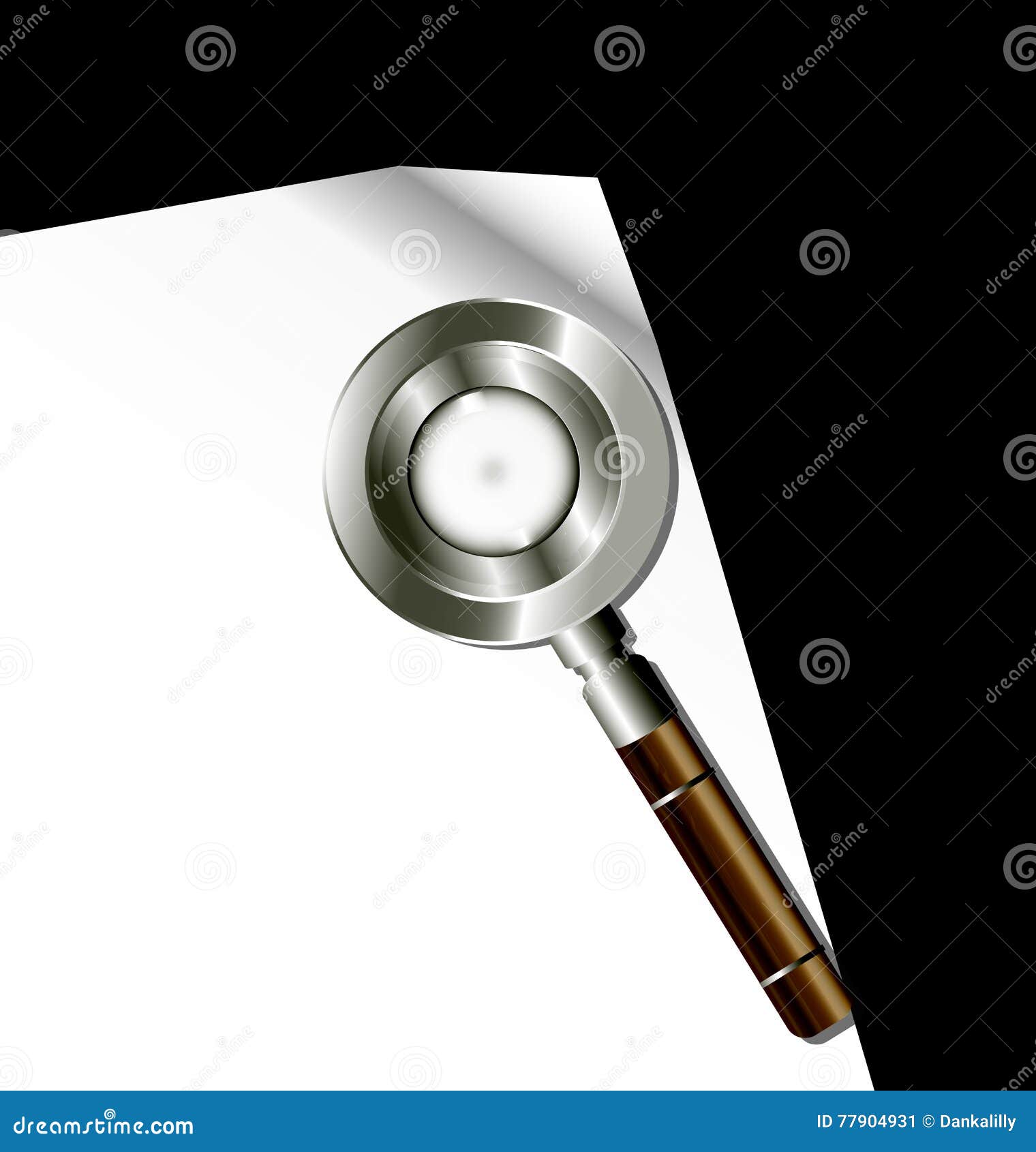 White paper and magnifier stock illustration. Illustration of focus ...