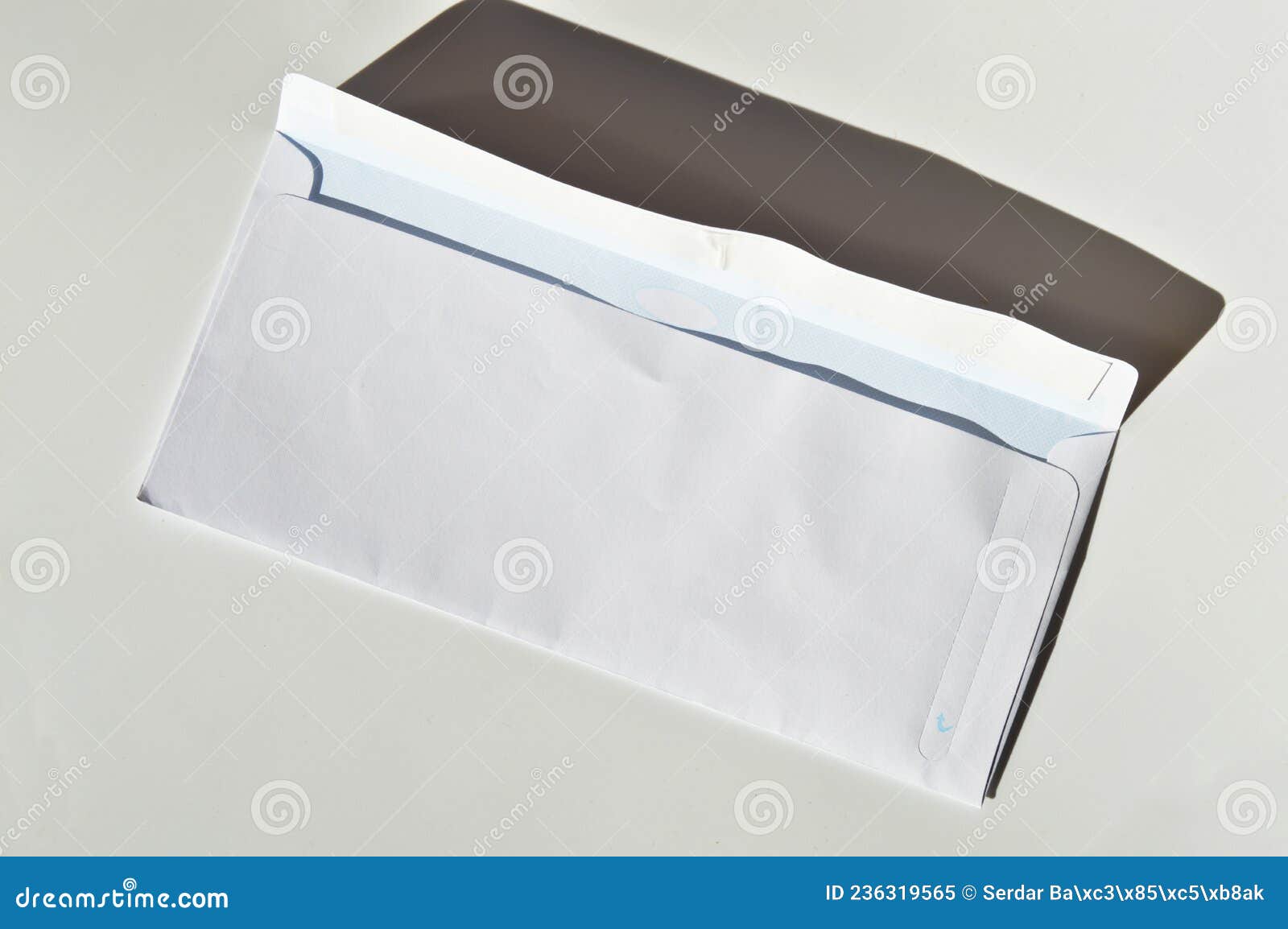 White Paper Mail Open Rectangle Envelope on a White Background Stock ...