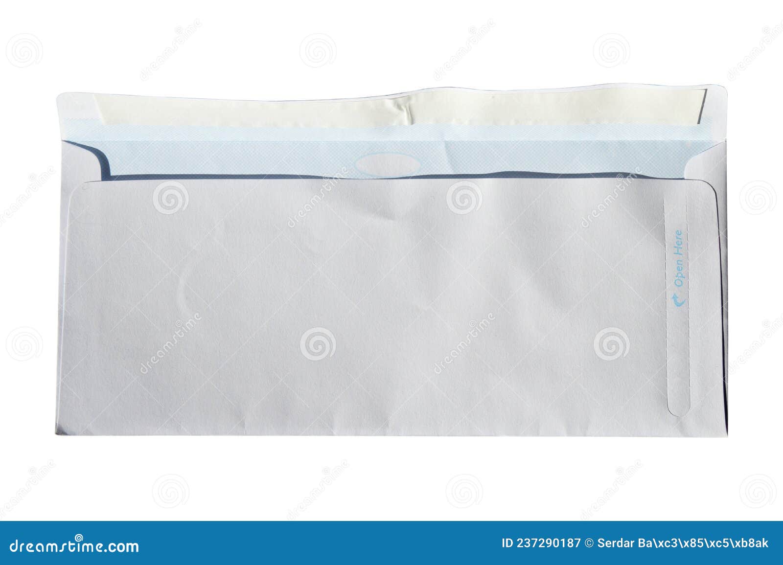 White Paper Mail Open Rectangle Envelope on a White Background Stock ...