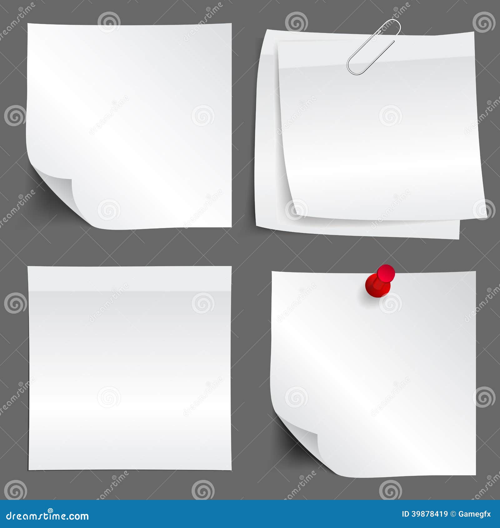 White paper note set stock vector. Illustration of paper - 39878419