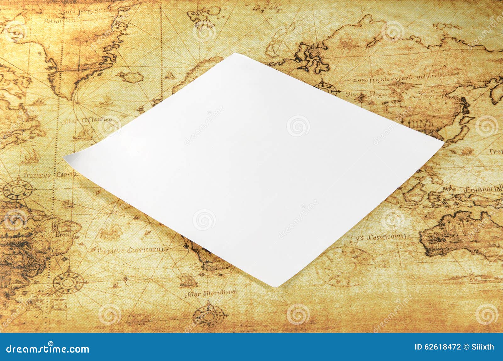White Paper on a Old World Map Stock Photo - Image of decorative ...