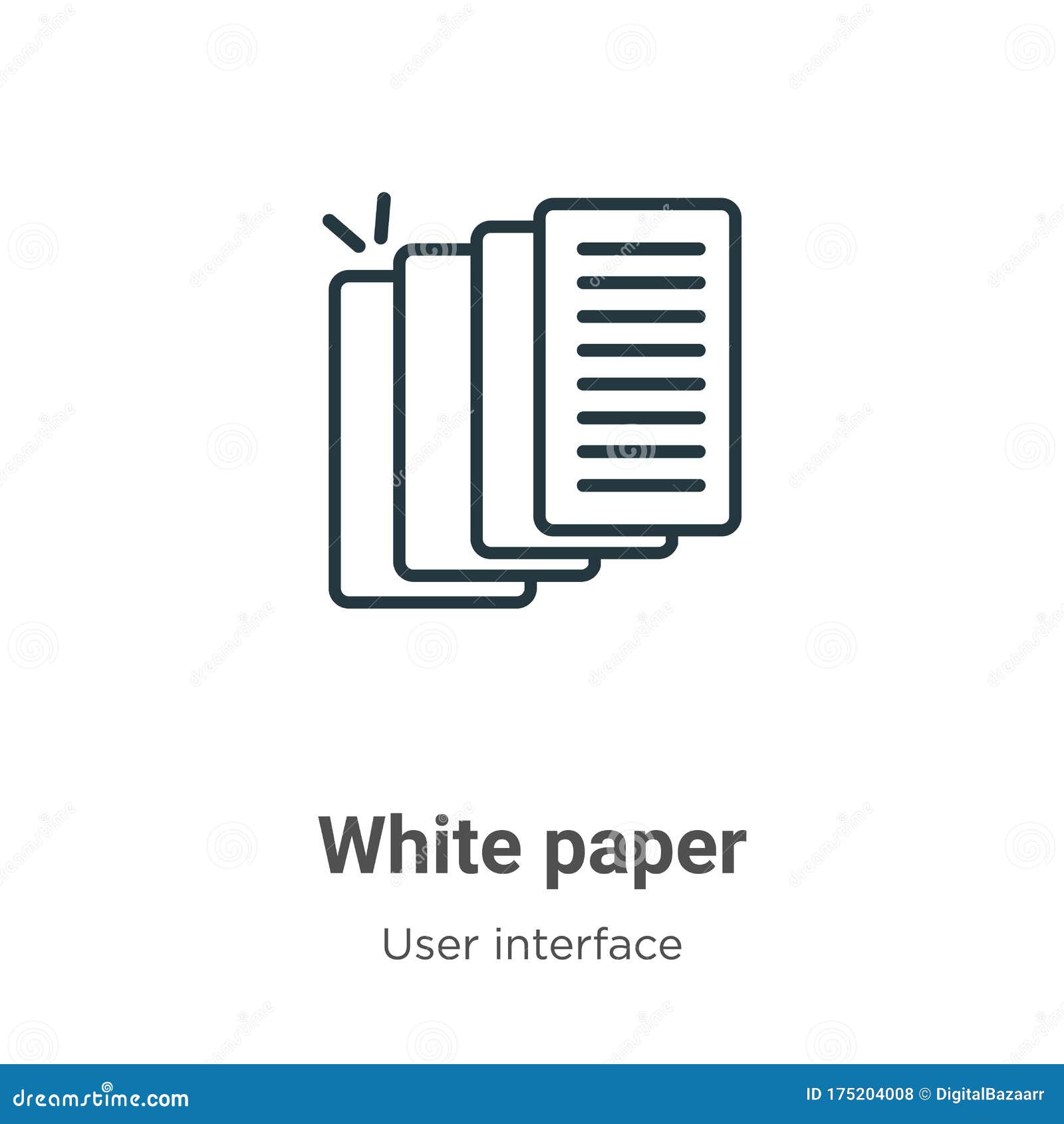 White Paper Outline Vector Icon. Thin Line Black White Paper Icon, Flat ...