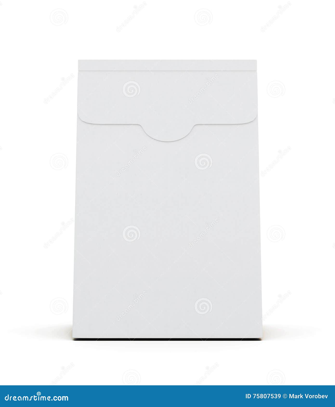 White Paper Package On White Background. Front View. 3d Royalty-Free ...