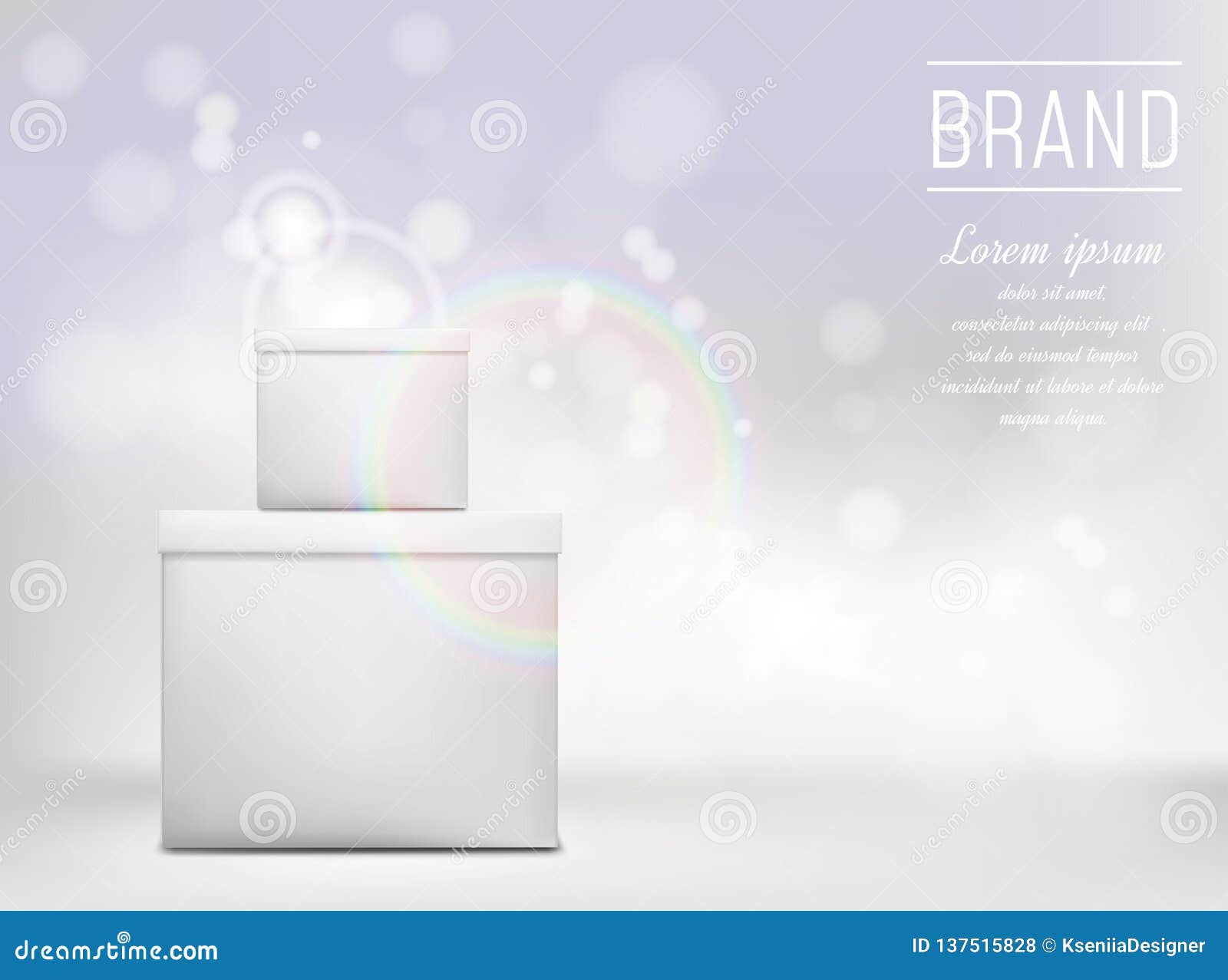 White Paper Packaging on Blue Background with Bokeh Effect Stock Vector ...