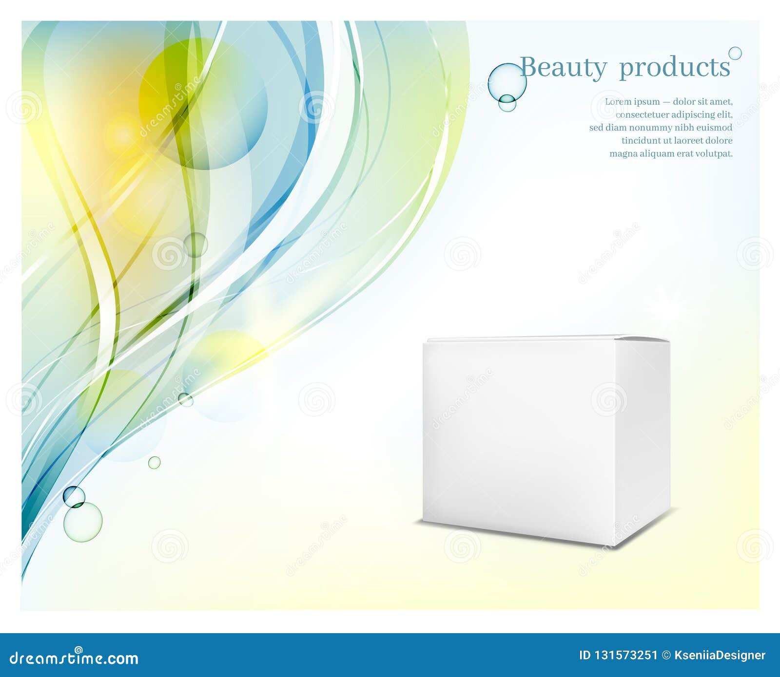 White Paper Packaging on Blue Waves Background. Square Box for ...