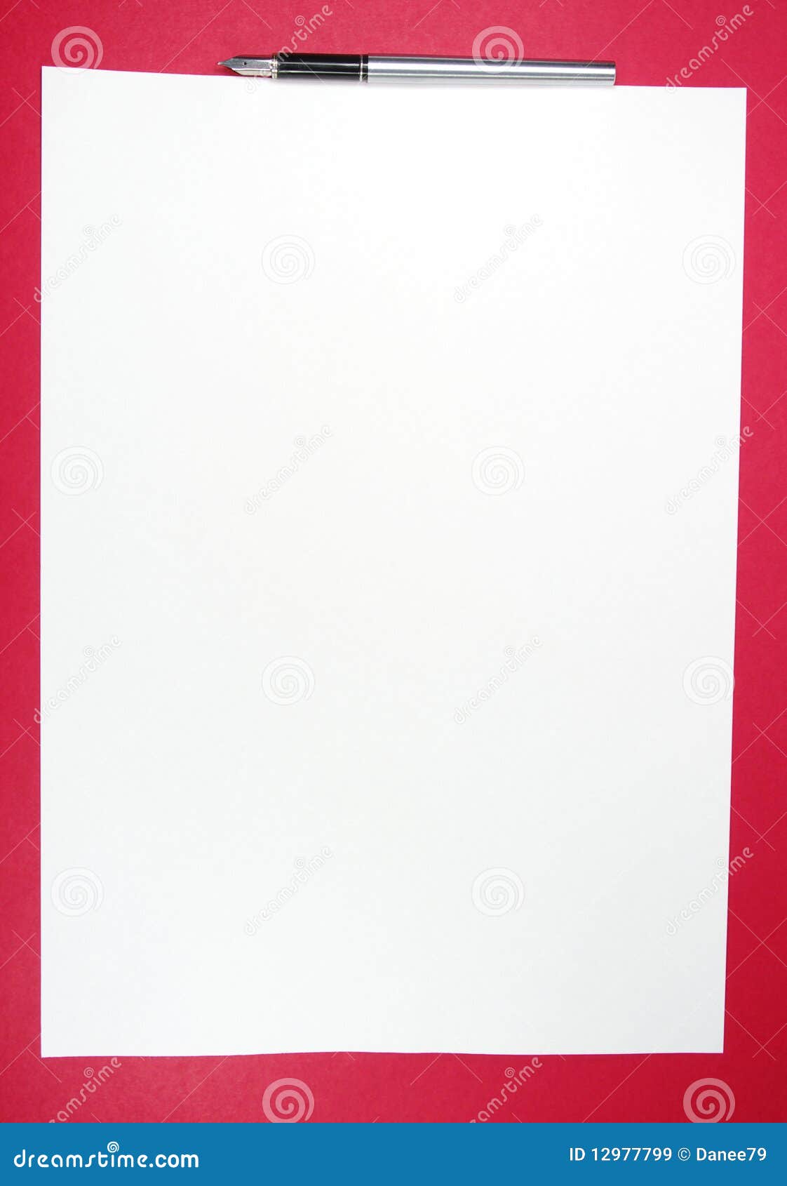 White Paper and Pen on Red Background Stock Image - Image of writing ...