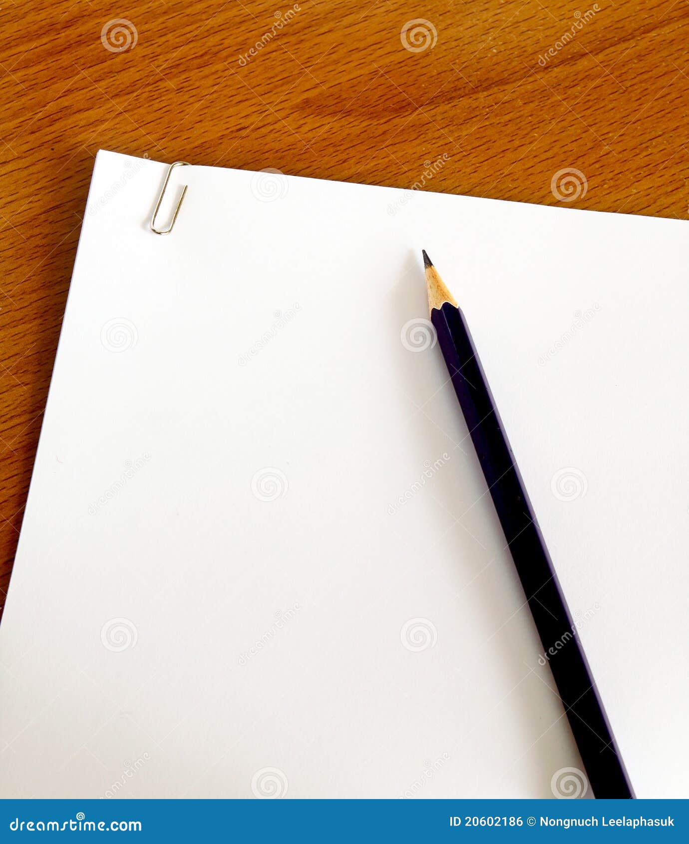 White paper with pencil stock photo. Image of clip, cover - 20602186