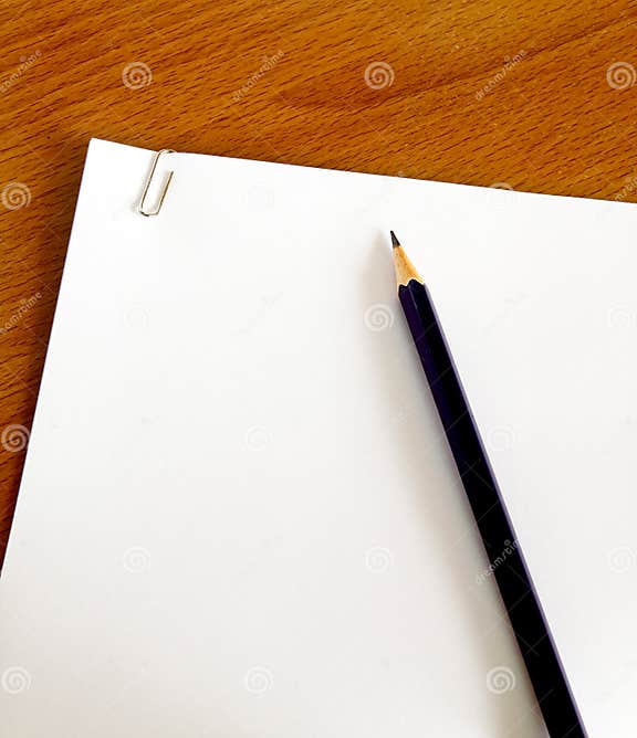 White paper with pencil stock photo. Image of clip, cover - 20602186