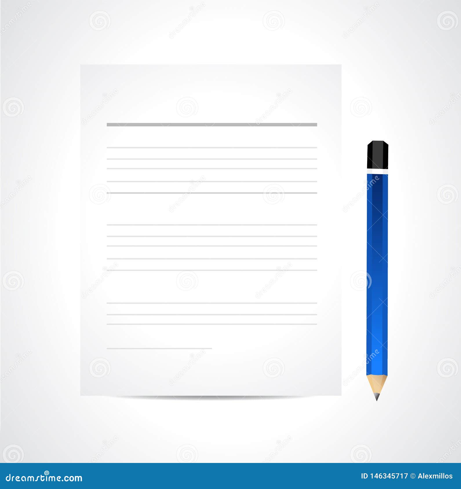White paper and pencil stock illustration. Illustration of close ...