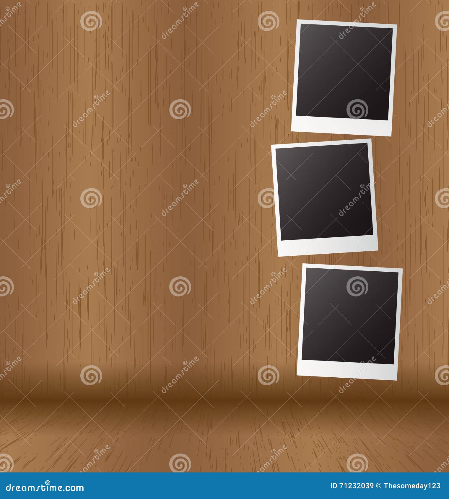 White Paper Picture Frame on Wood Stock Vector - Illustration of white ...