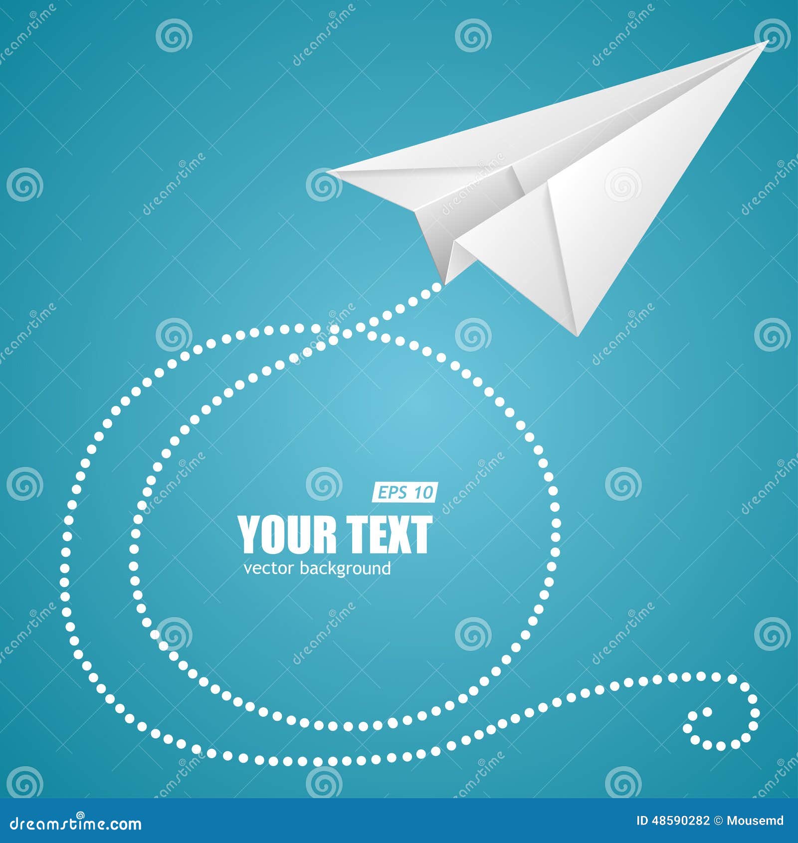 White Paper Plane on Blue Sky and Text Box Stock Vector - Illustration ...