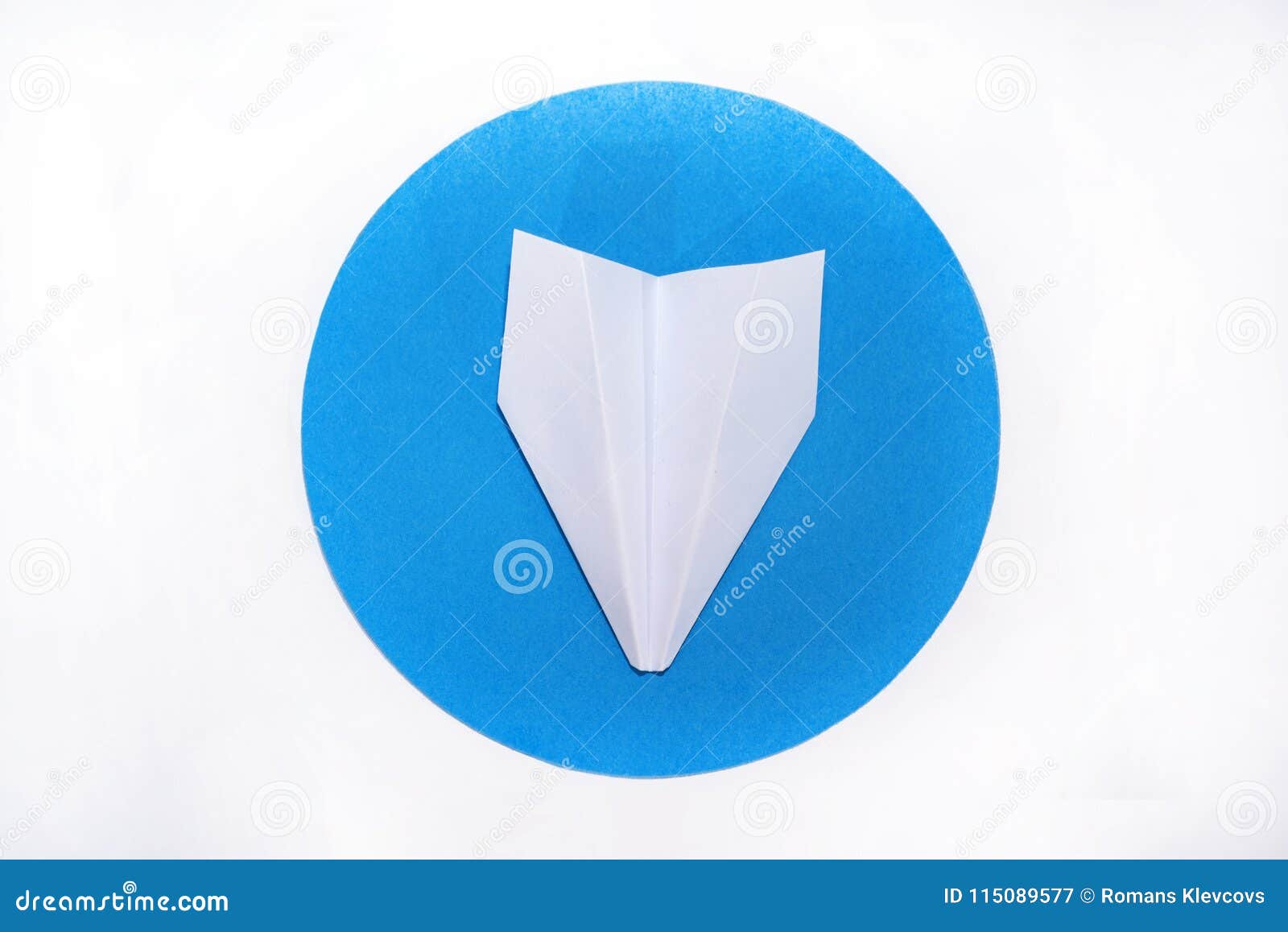 White Paper Plane on Round Blue Circle. Stock Image - Image of circle ...