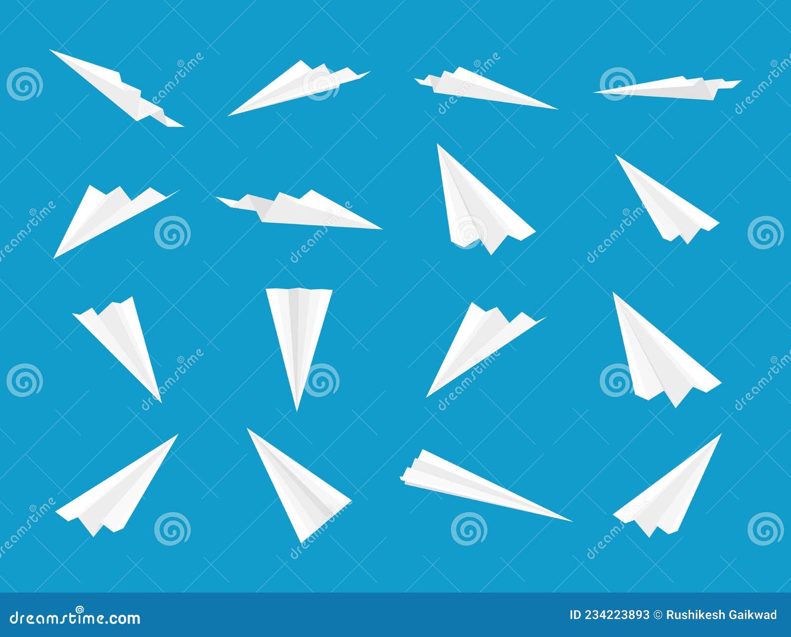 White Paper Planes Collection with Different Views Stock Vector ...