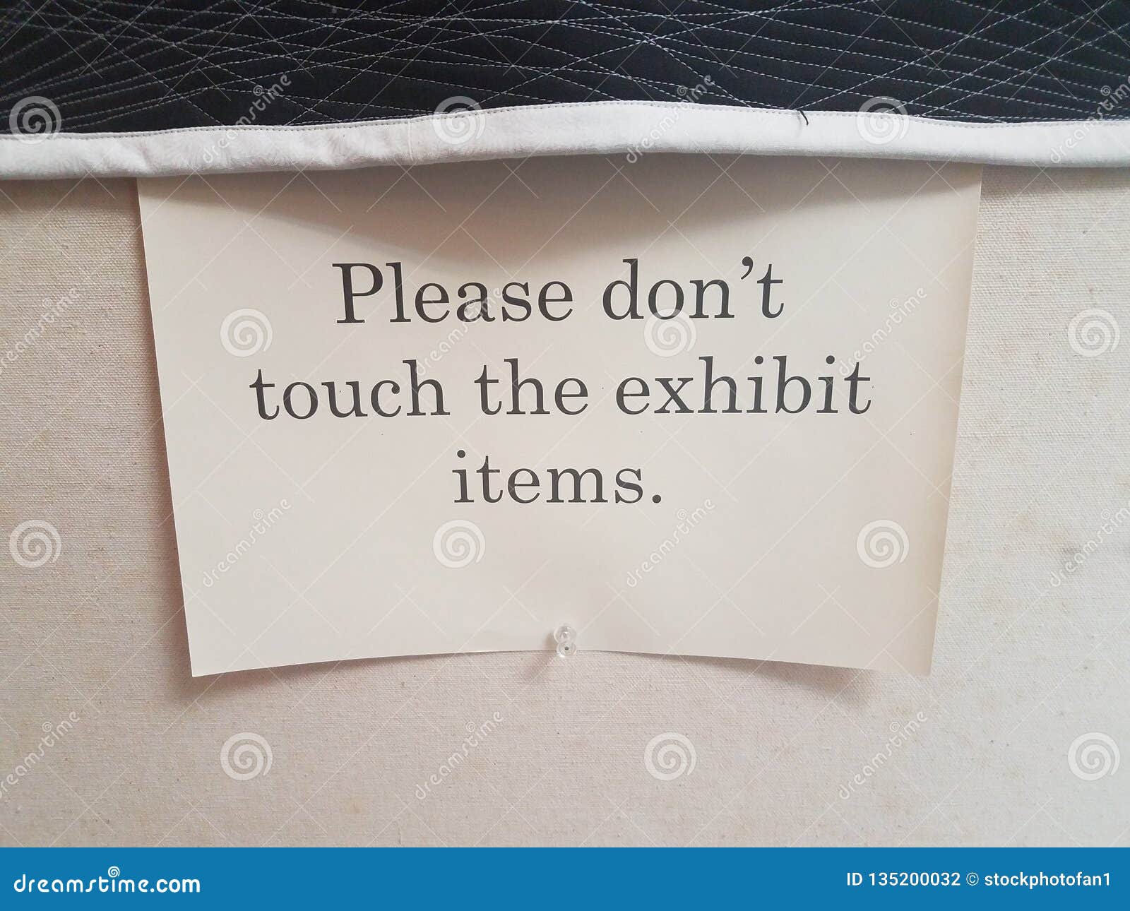 White Paper Please Don `t Touch the Exhibit Items Sign Stock Photo ...
