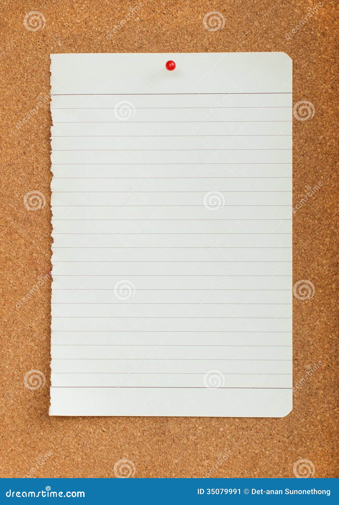 White Paper with Red Pin on Cork Board Stock Image - Image of business ...
