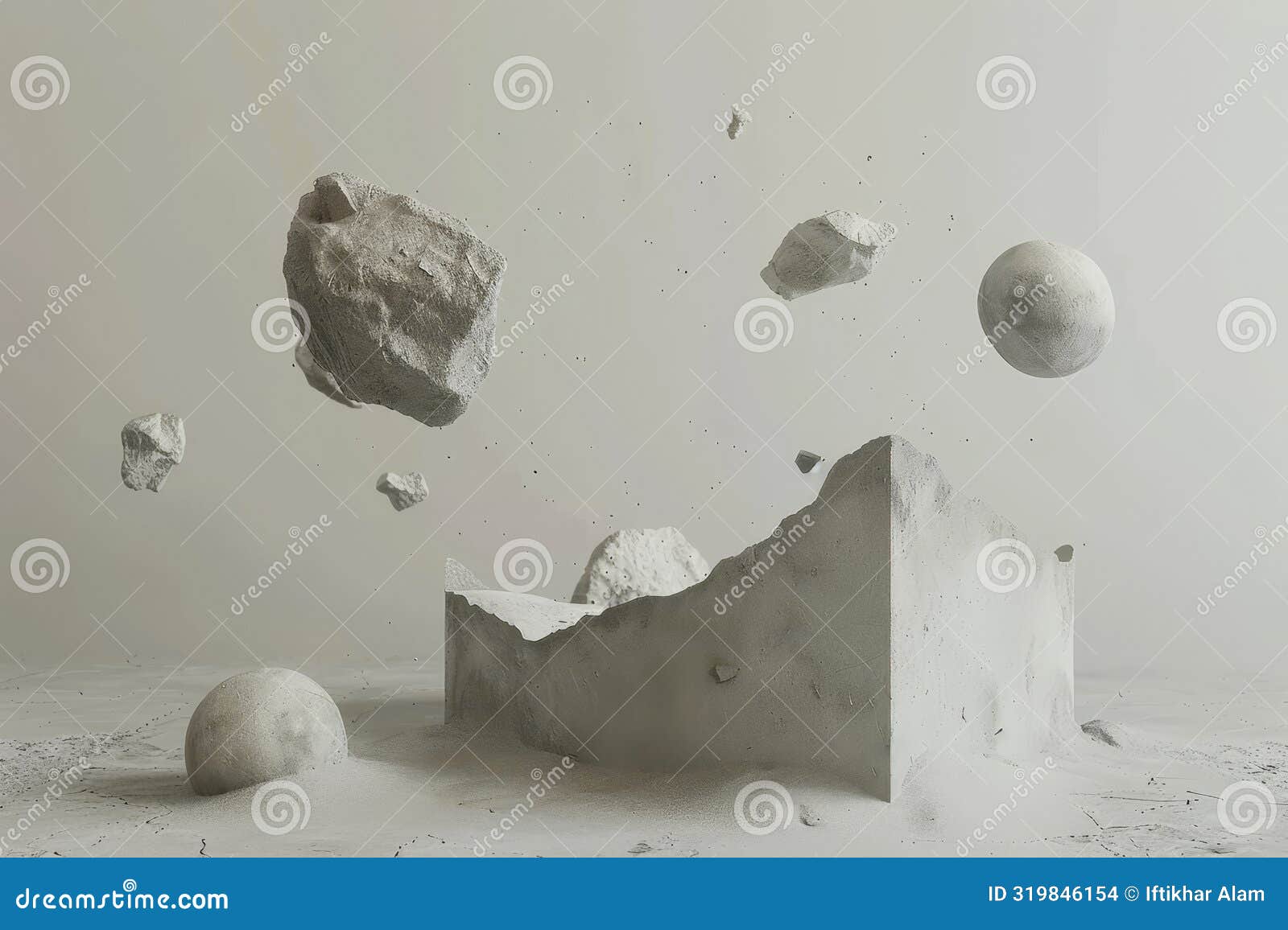 White Paper Releasing Falling Rocks in a Surreal Scene, Imagine a ...