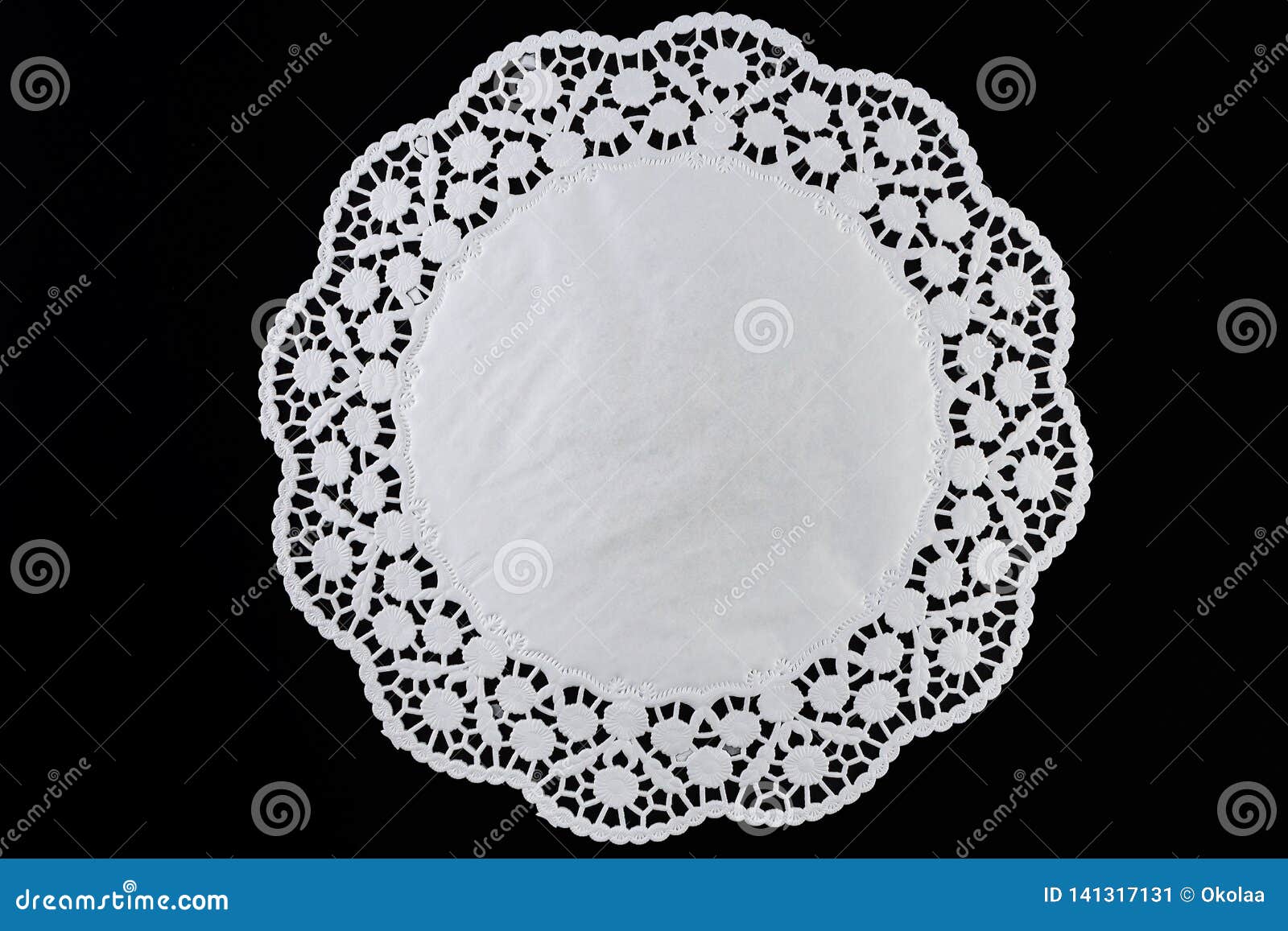 White Paper Round Lace Doily, on Black Background Stock Image - Image ...