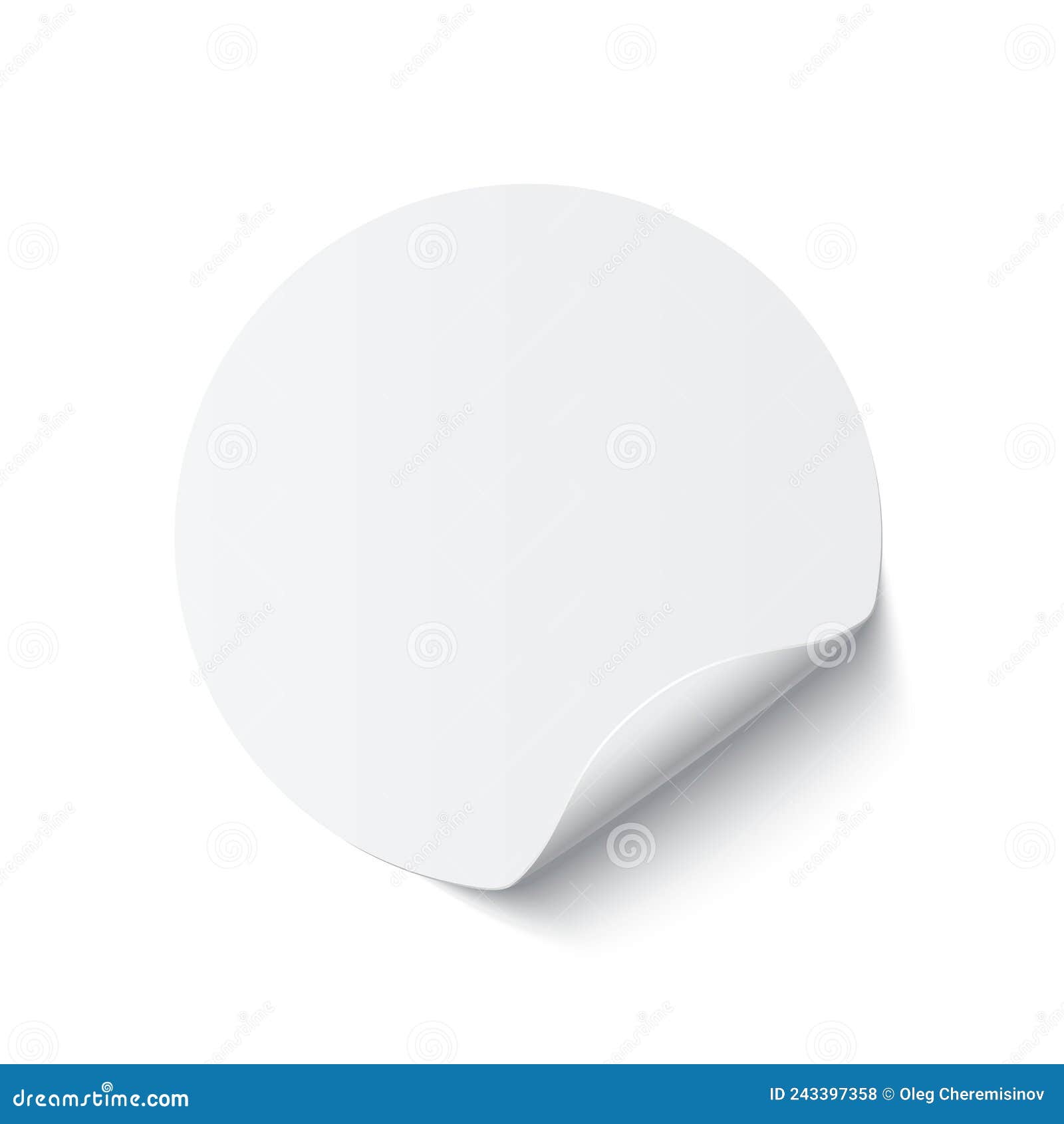 White Paper Round Sticker with Curl Corner Vector Illustration. Circle ...