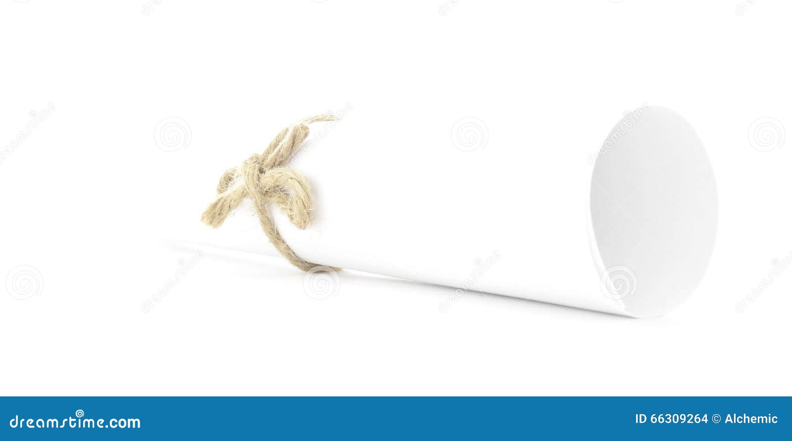 White Paper Scroll Tied with Rope, One Natural Knot Stock Photo - Image ...