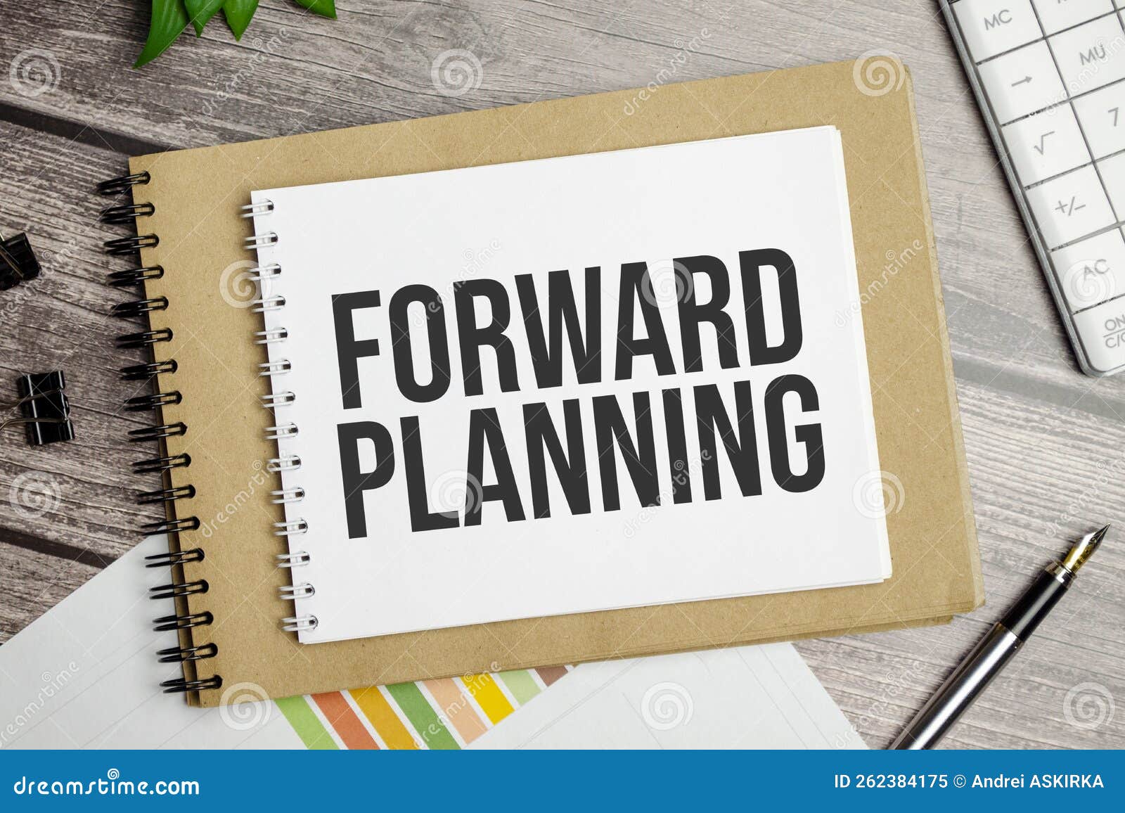 White Paper Sheet Charts, Pen and Forward Planning Words Stock Image ...