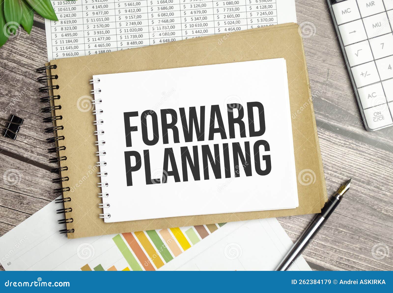 White Paper Sheet Charts, Pen and Forward Planning Words Stock Image ...