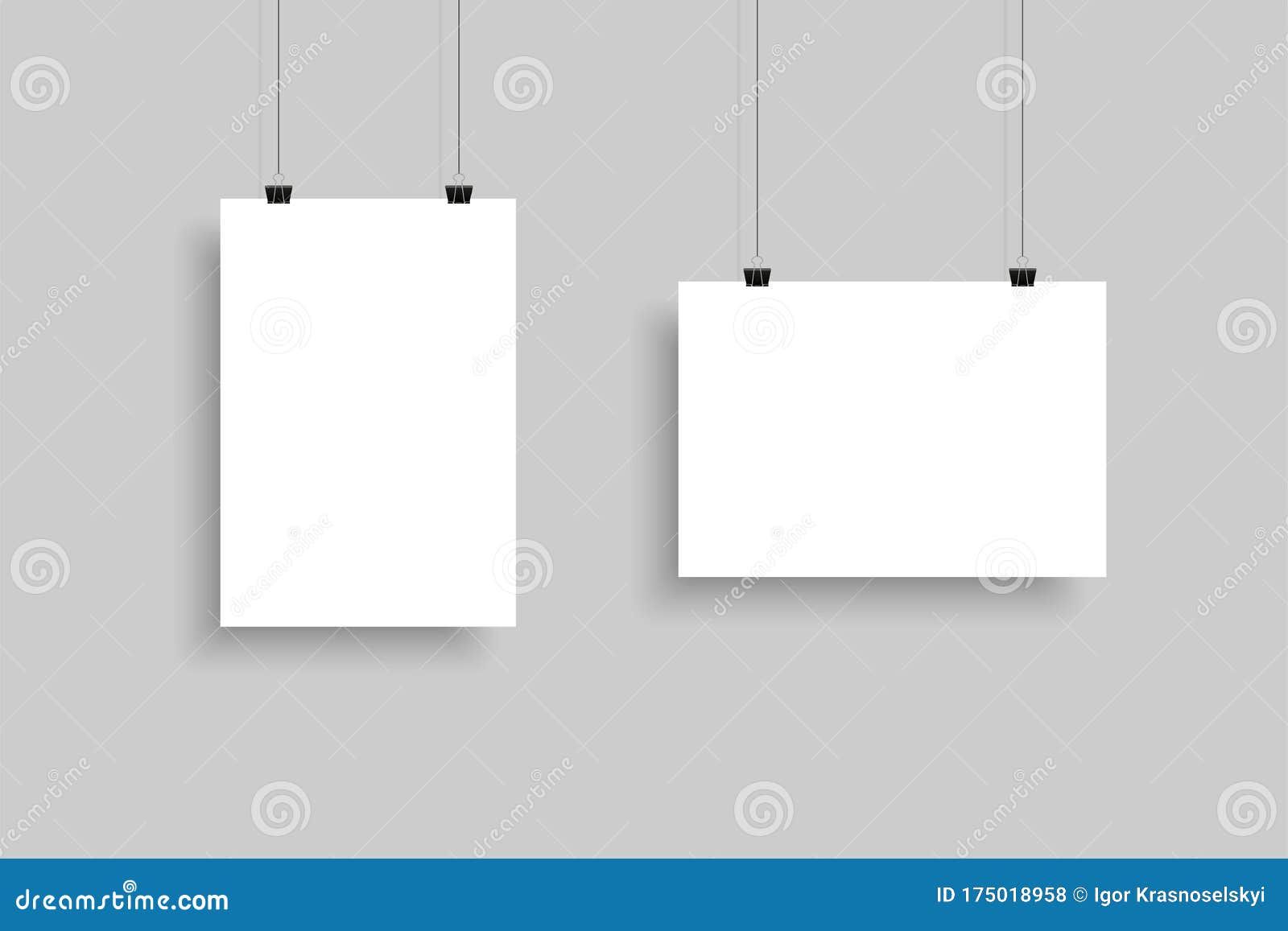 White Paper Sheet Horizontally and Vertically. Template Mockup Paper ...
