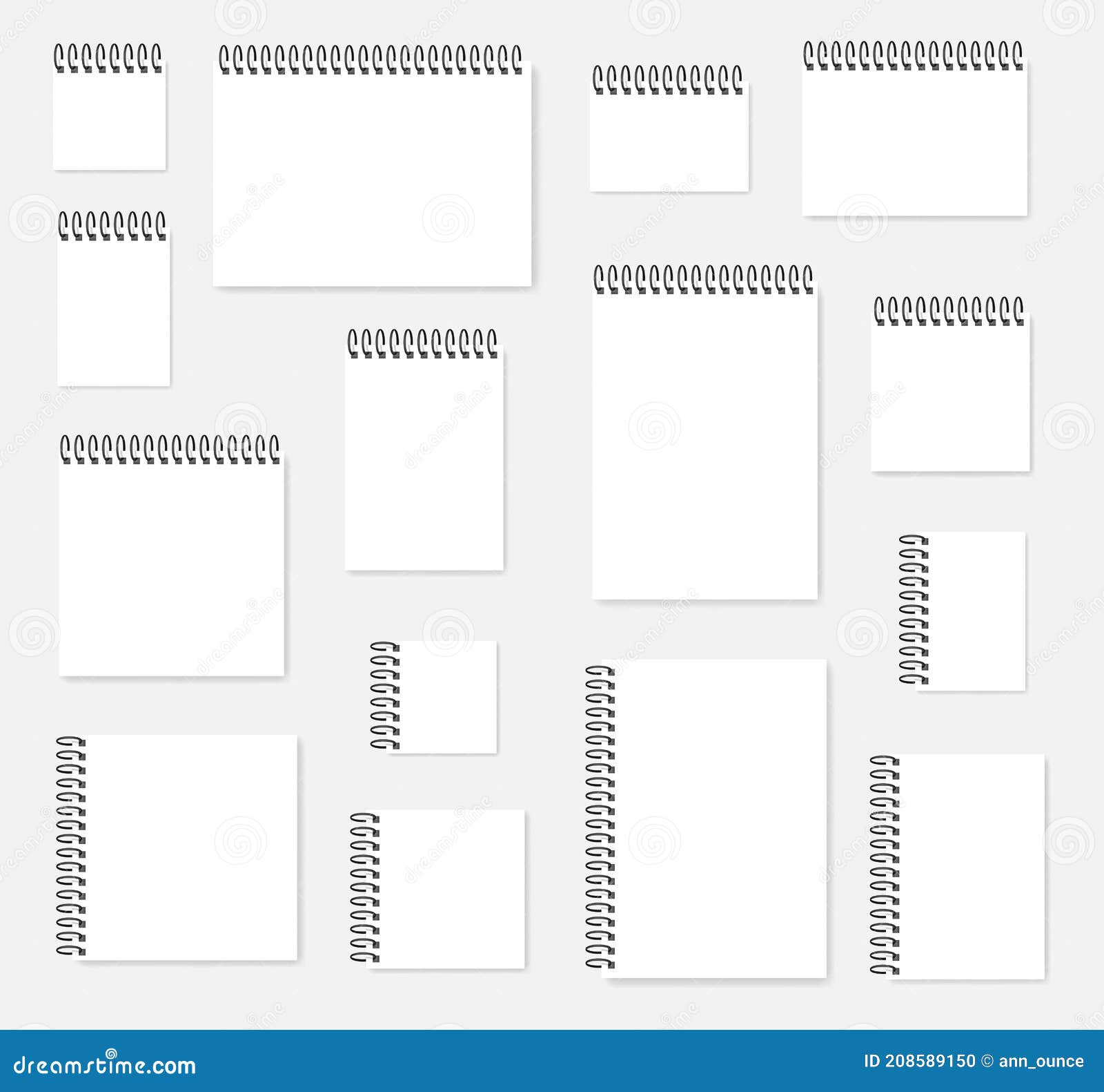 White Paper Sheet with Spiral - Blank Calendar or Notebook Mockup Stock ...