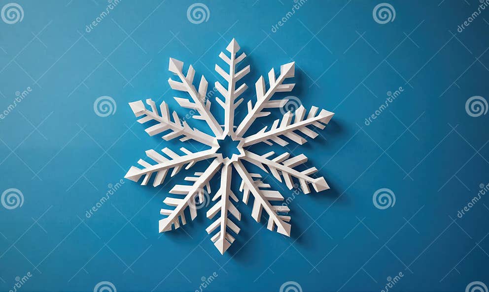 A White Paper Snowflake Rests on a Blue Background Stock Photo - Image ...