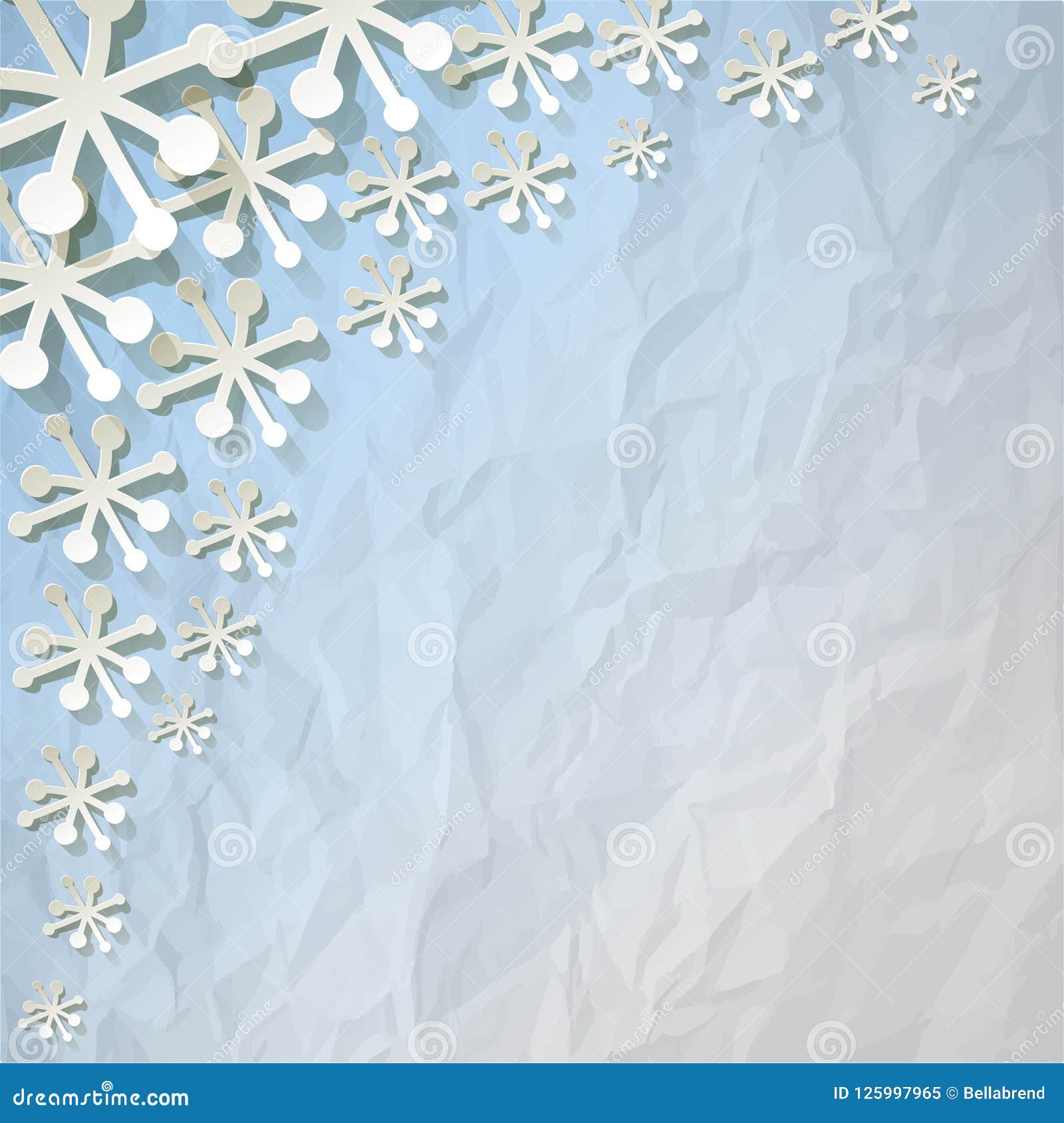 White Paper Snowflakes on Crumpled Paper Light Blue Background. Stock ...