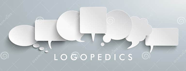 White Paper Speech Balloons Logopedics Header Stock Vector ...