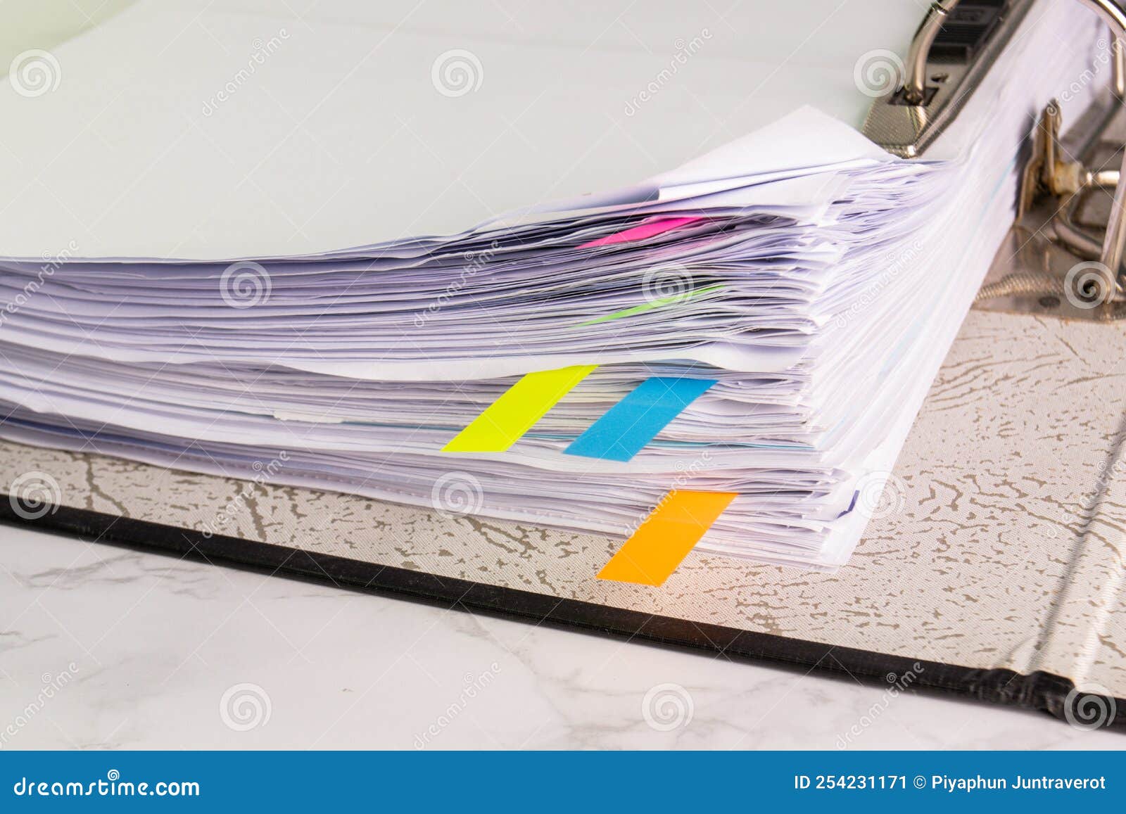 White Paper Stack in Folder File for a Business Contract, Income ...