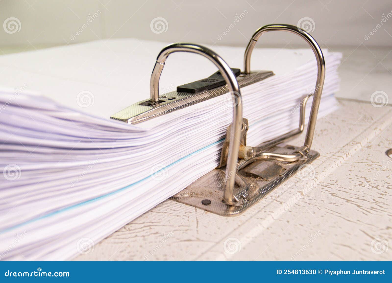White Paper Stack in Folder File for a Business Contract, Income ...