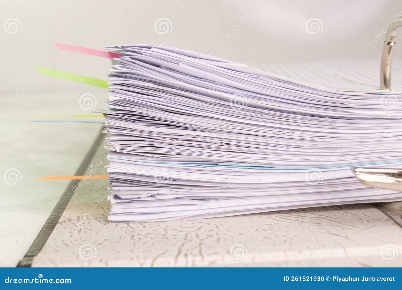 White Paper Stack in Folder File for a Business Contract, Income ...