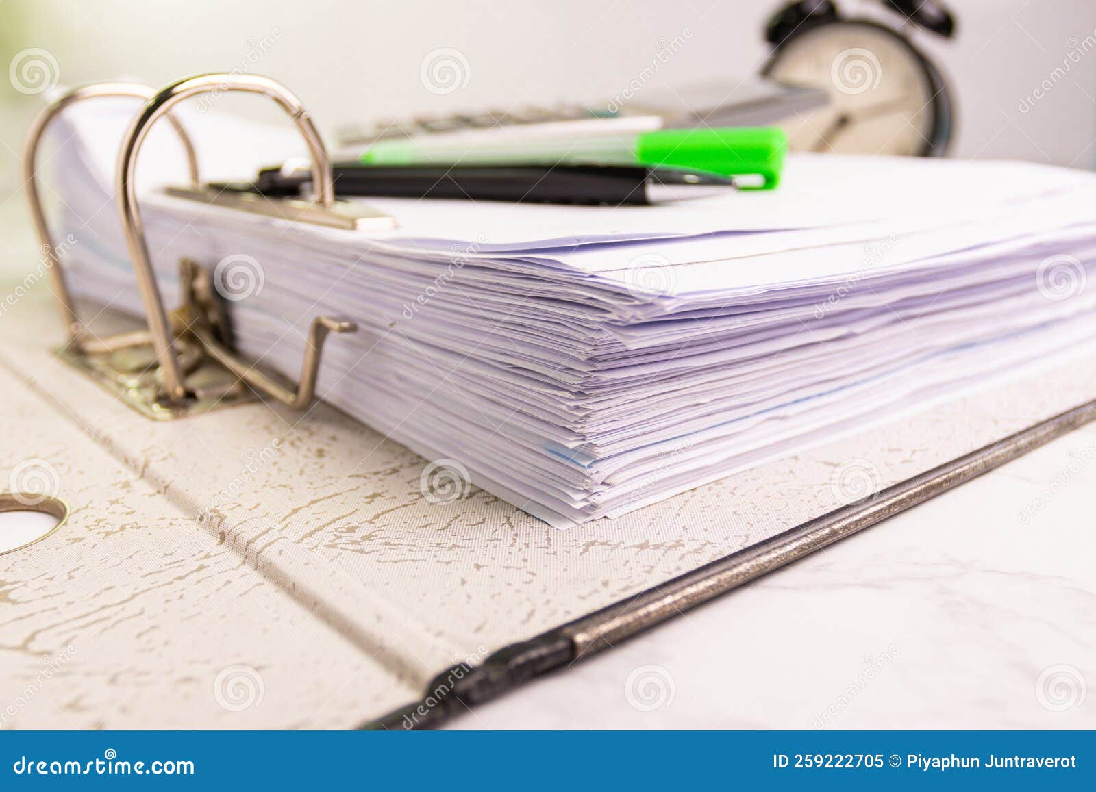 White Paper Stack in Folder File for a Business Contract, Income ...