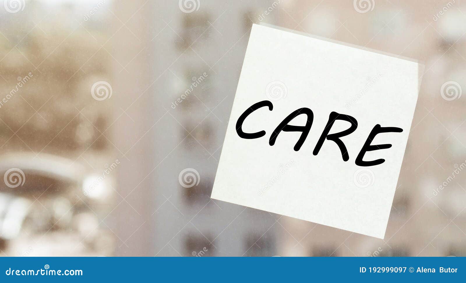 White Paper with Text CARE on the Window Stock Image - Image of dark ...