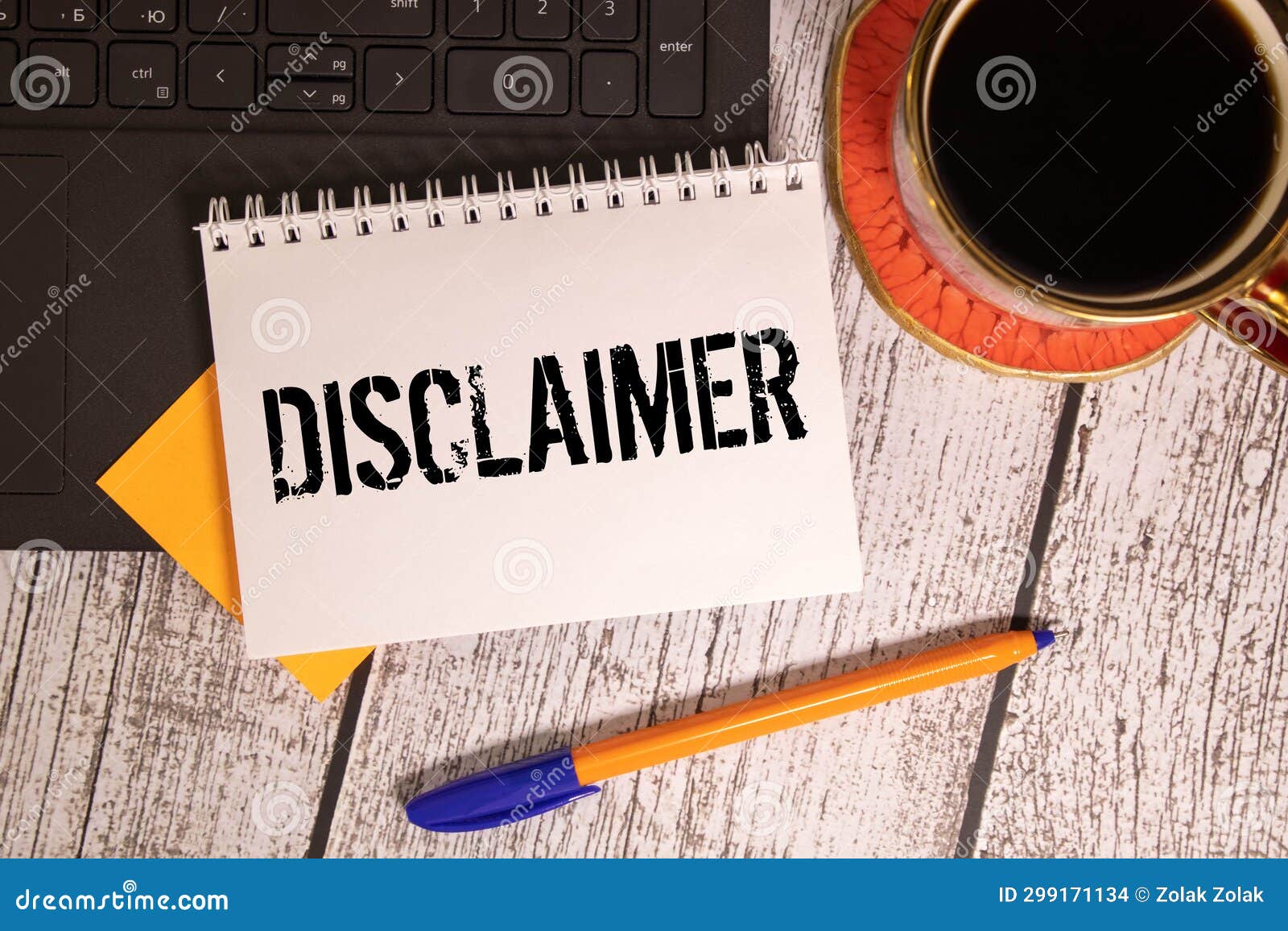 White Paper with Text Disclaimer Lying on the Keyboard Stock Photo ...