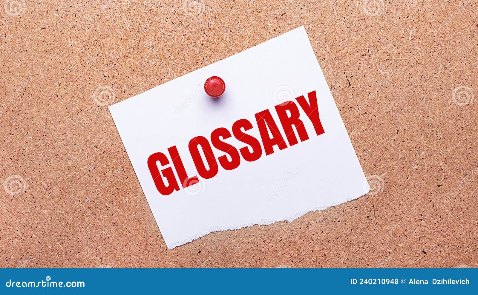 White Paper with the Text GLOSSARY is Attached To the Wooden Background ...