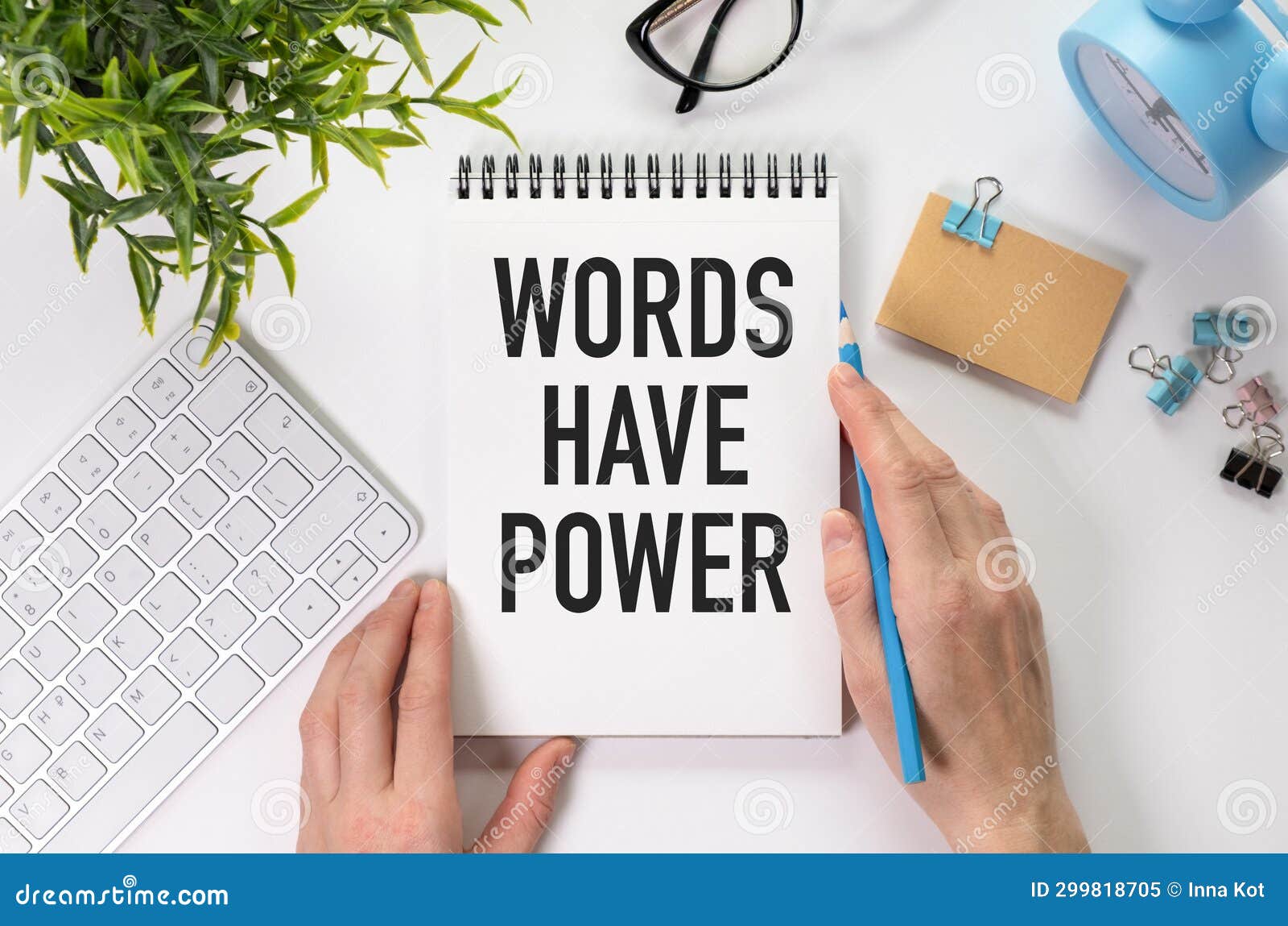White Paper with Text Words Have Power Lying on the Keyboard. Stock ...