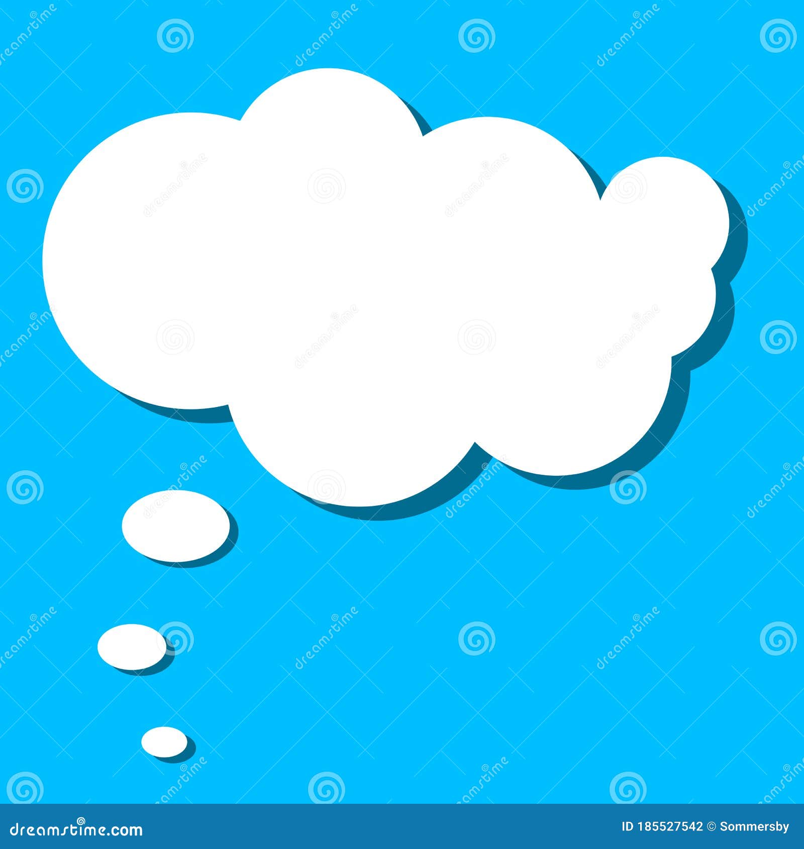 White Paper Thought Bubble on Blue Background. Cloud Speech Frame Icon ...