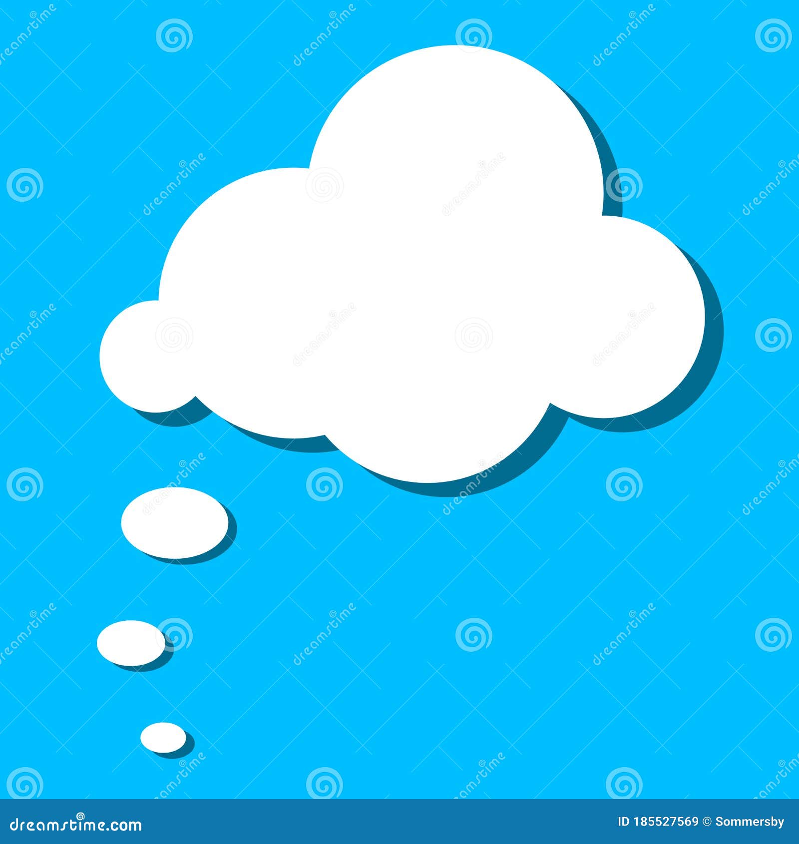 White Paper Thought Bubble on Blue Background. Cloud Speech Frame Icon ...