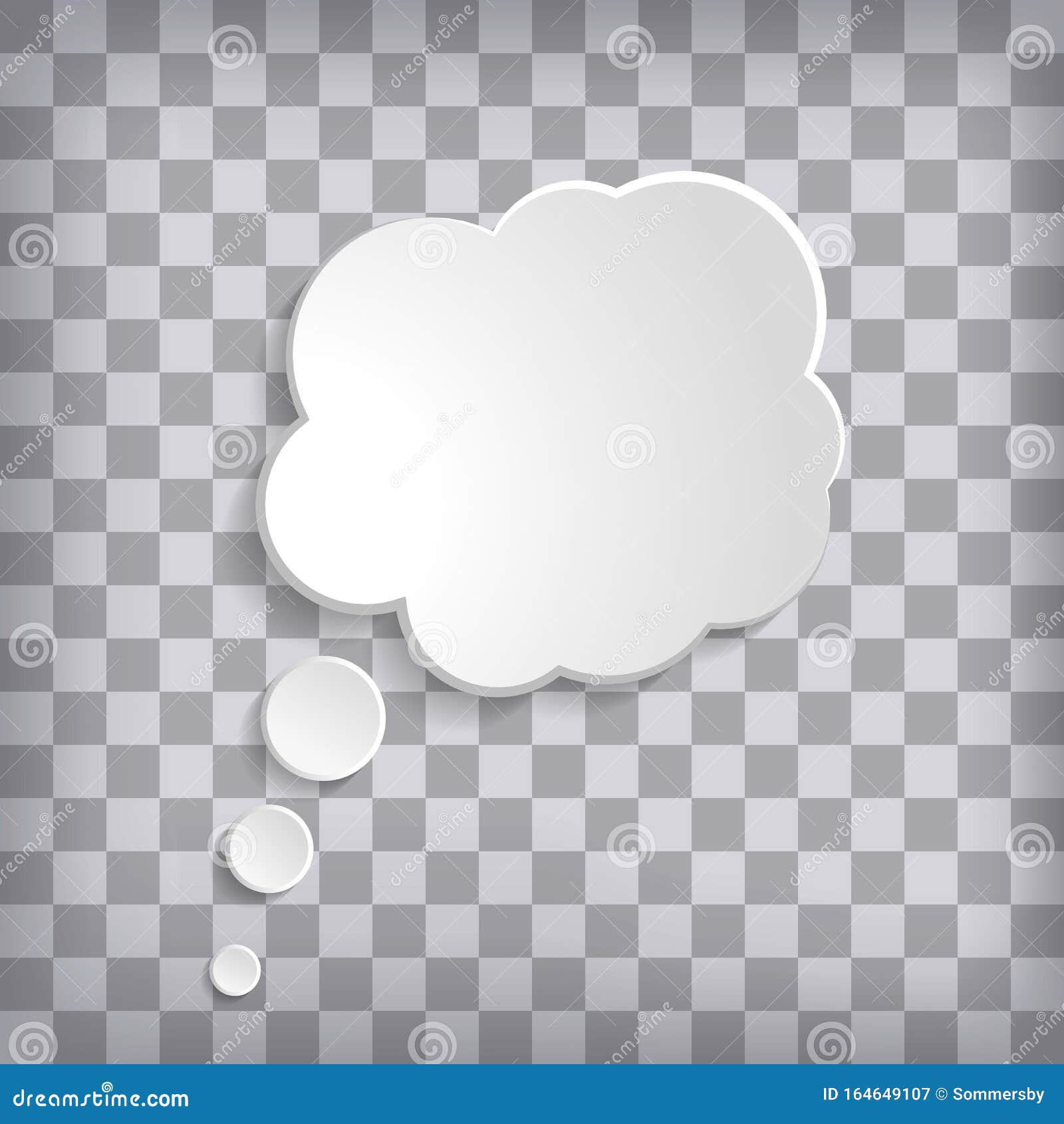 White Paper Thought Bubble on Chequered Background. Cloud Speech Frame ...