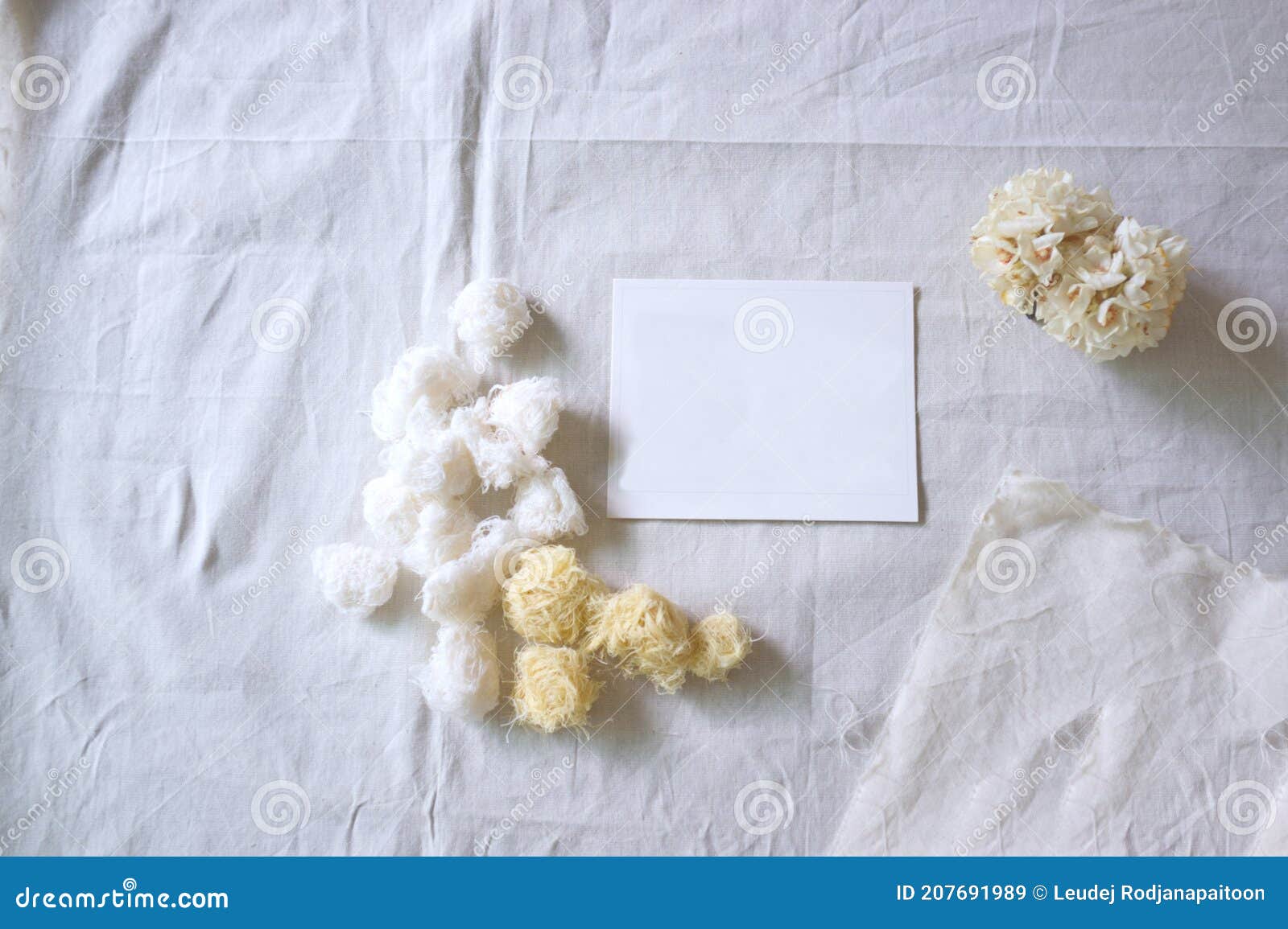 White Paper and Whit Flower on White Fabric , Decoration Background ...