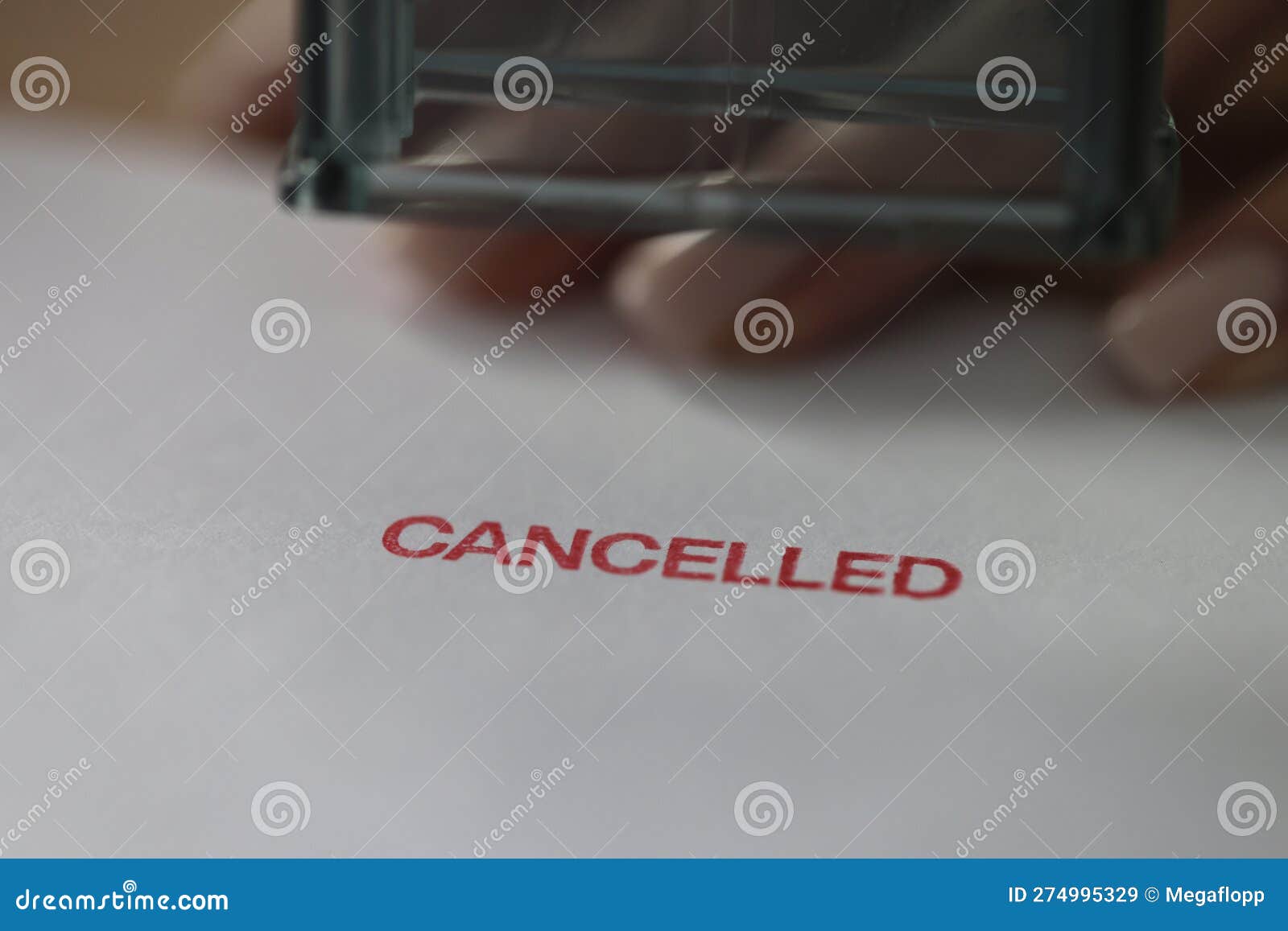 White Paper with Word Cancelled Under Banking Terminal Stock Image ...