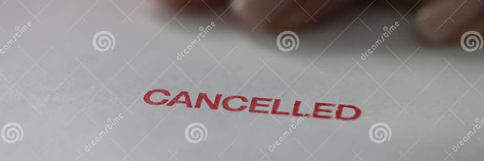White Paper with Word Cancelled Under Banking Terminal Stock Photo ...