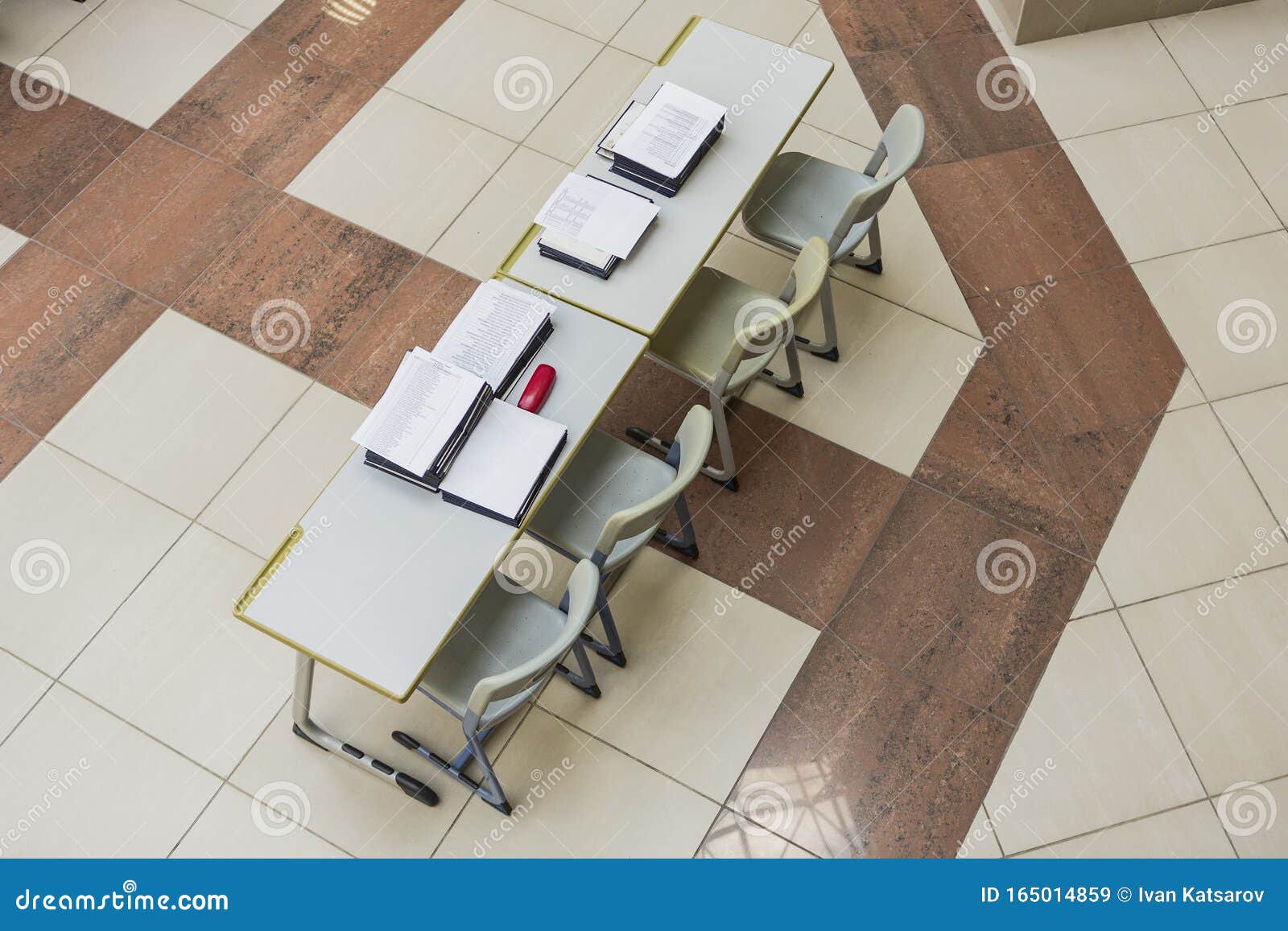 Table with Papers and Diplomas. Stock Image - Image of meeting ...